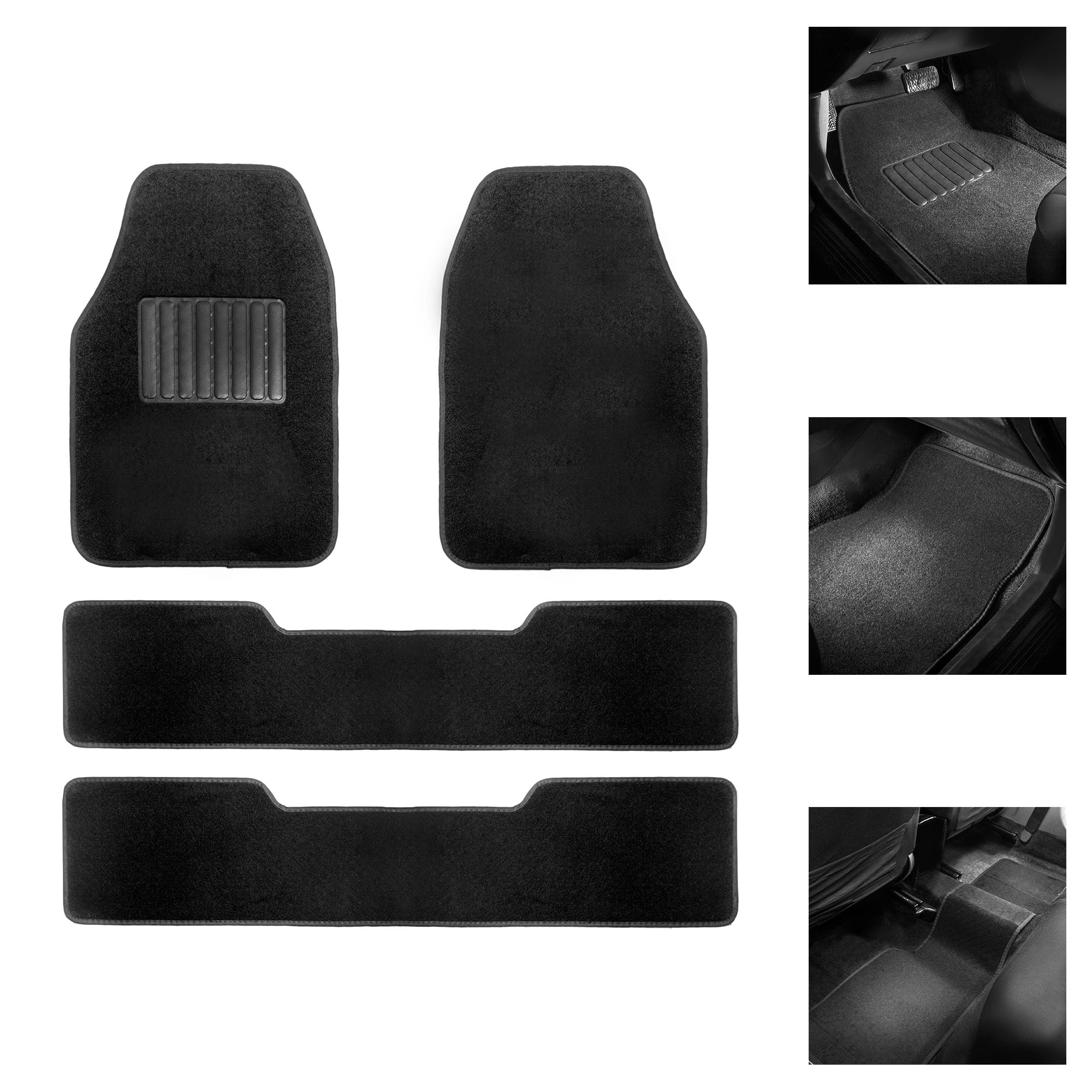 Universal Fit 3 Row Carpet Car Floor Mats for SUV Van Truck - Black ...