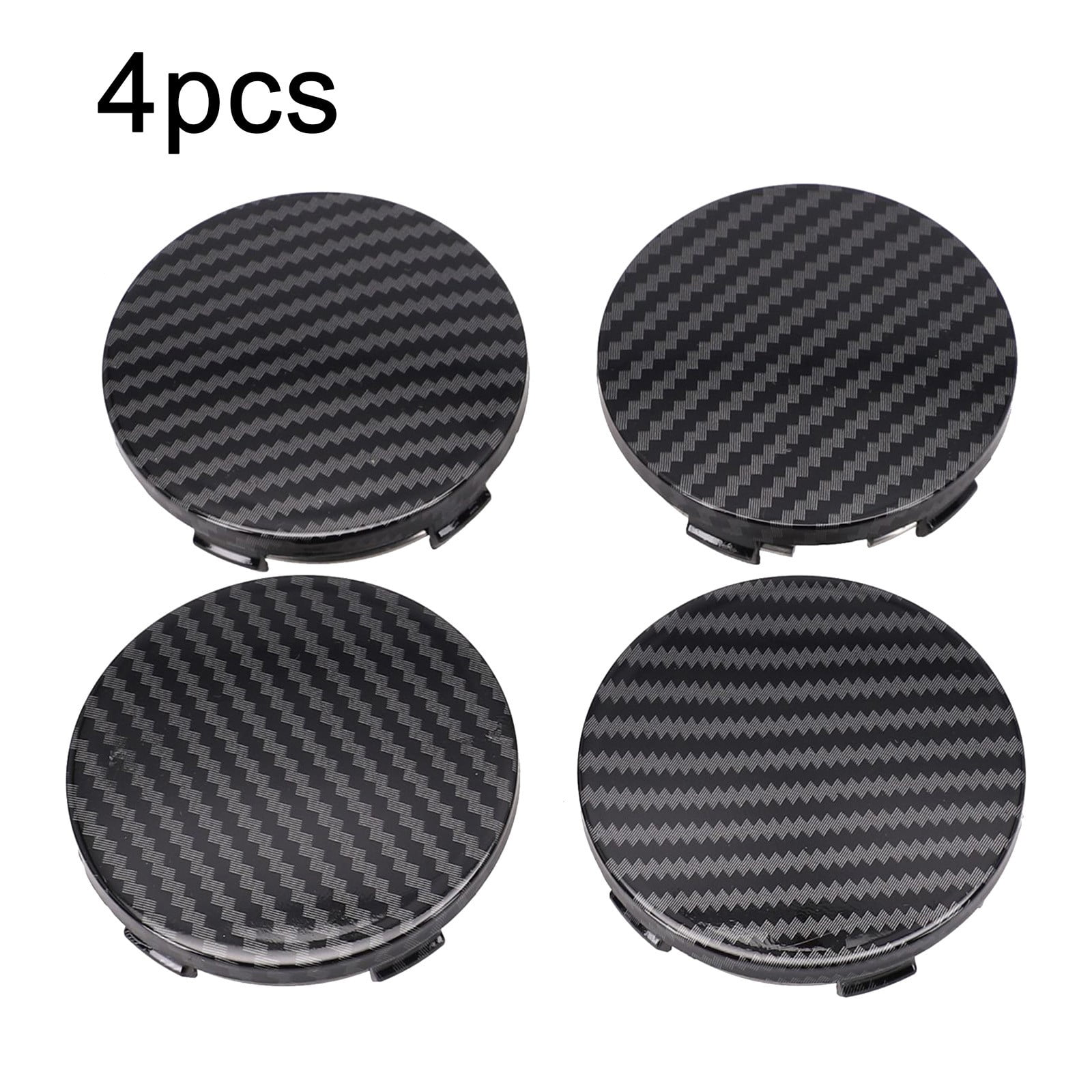 Universal Fit 60mm Black Carbon Fiber Wheel Center Cap Covers Set of 4 ...