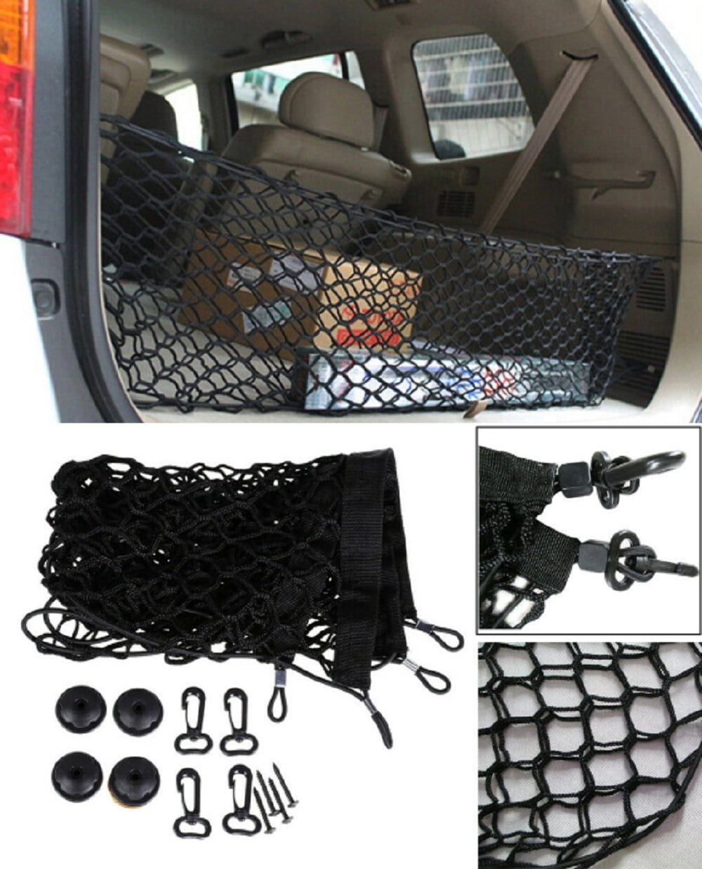 Universal Fit Elastic Mesh Car Trunk Cargo Net - Durable Nylon Rear ...