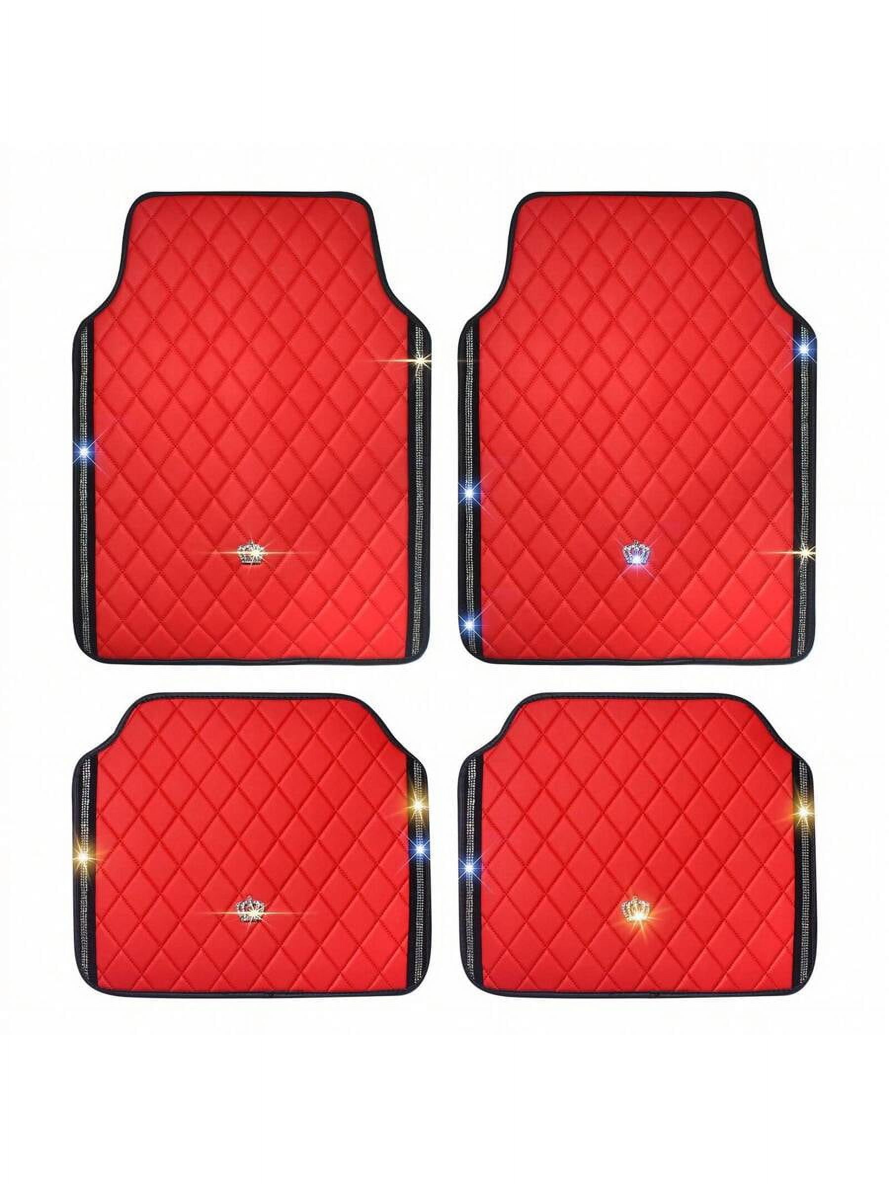 Universal Fit PVC Leather Car Foot Pad - Glittering Embroidery Inlaid ...