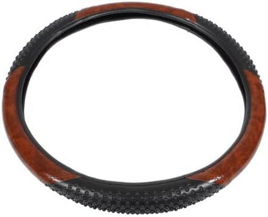 Universal Fit Racing Design Steering Wheel Cover (Smooth Brown Wood ...