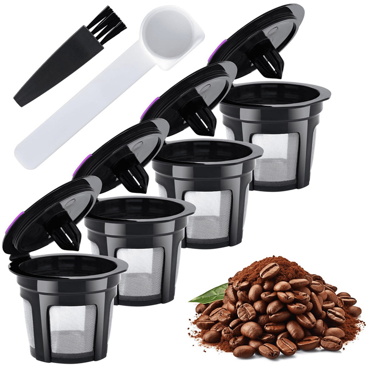 Universal Fit Reusable Coffee Filters with Pods Refillable Kcups for 1. ...