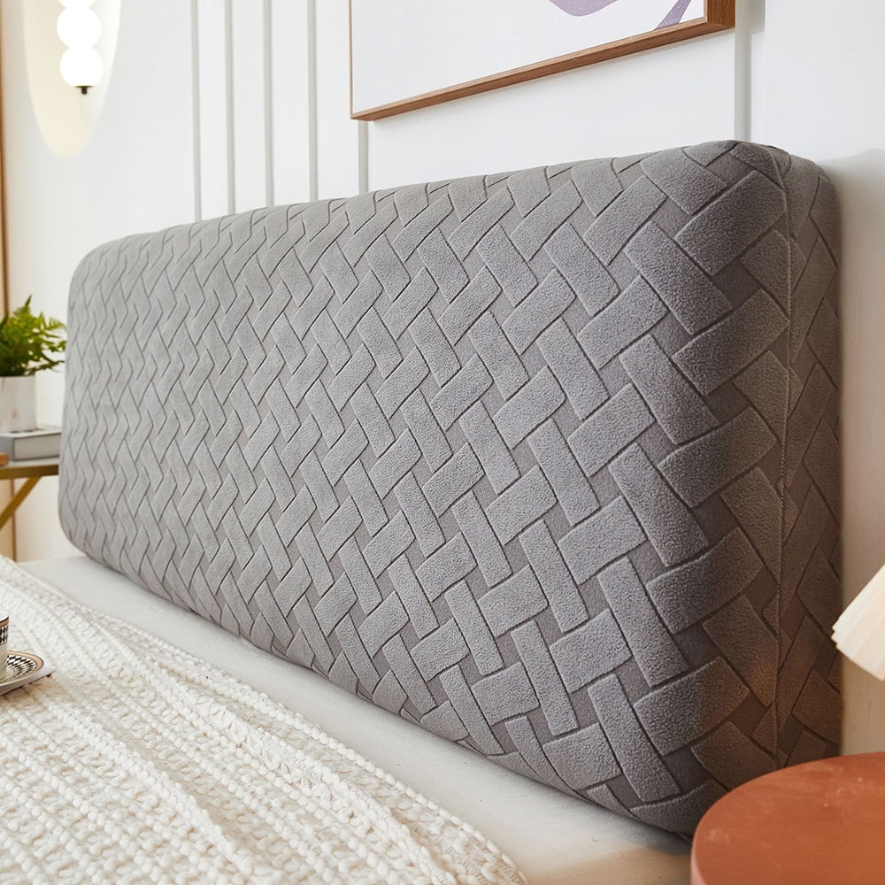 Universal Fit Velvet Bed Headboard Slipcover, Solid Jacquard Fabric ...