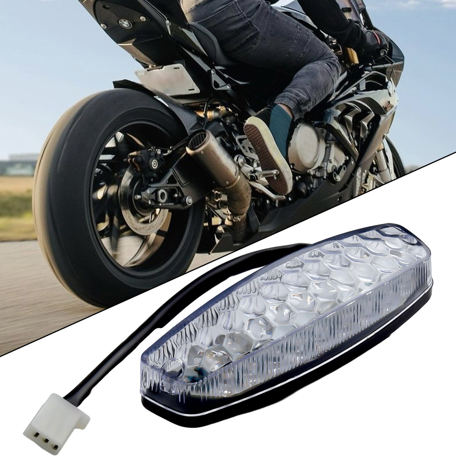 Universal Flash LED Lights Motorcycle ATV Rear Tail Light Brake Running ...