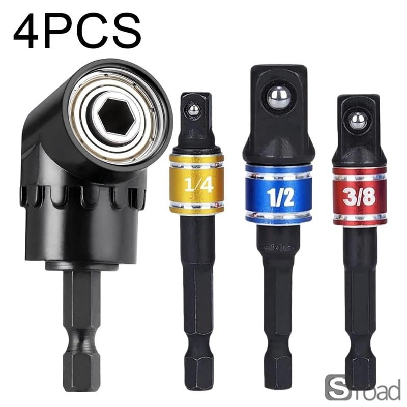 Universal Flexible Drill Bit Extension Set, 105° Right Angle Adapter With 90° Angled Bits ...