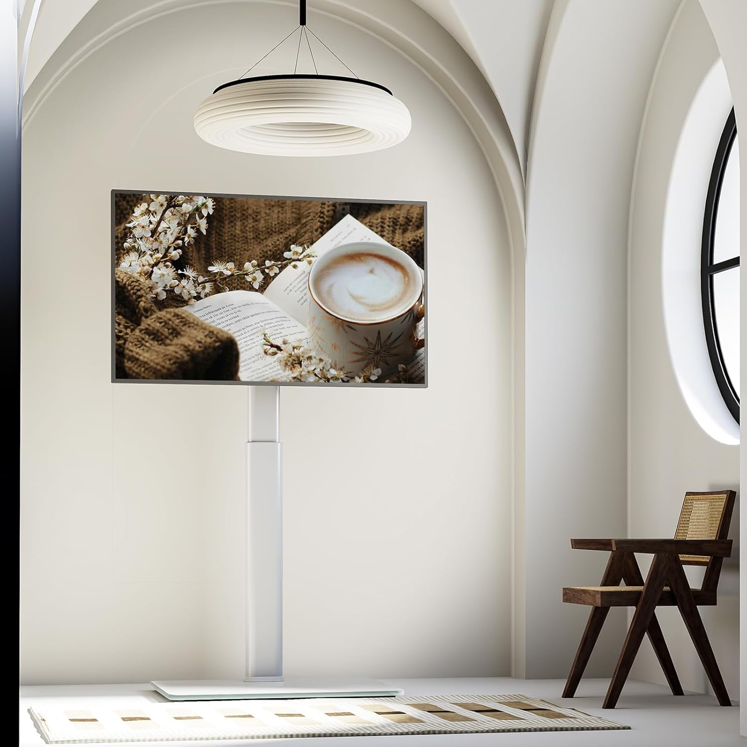 Universal Floor TV Stand with Mount 70 Degree Swivel 9 Level Height ...