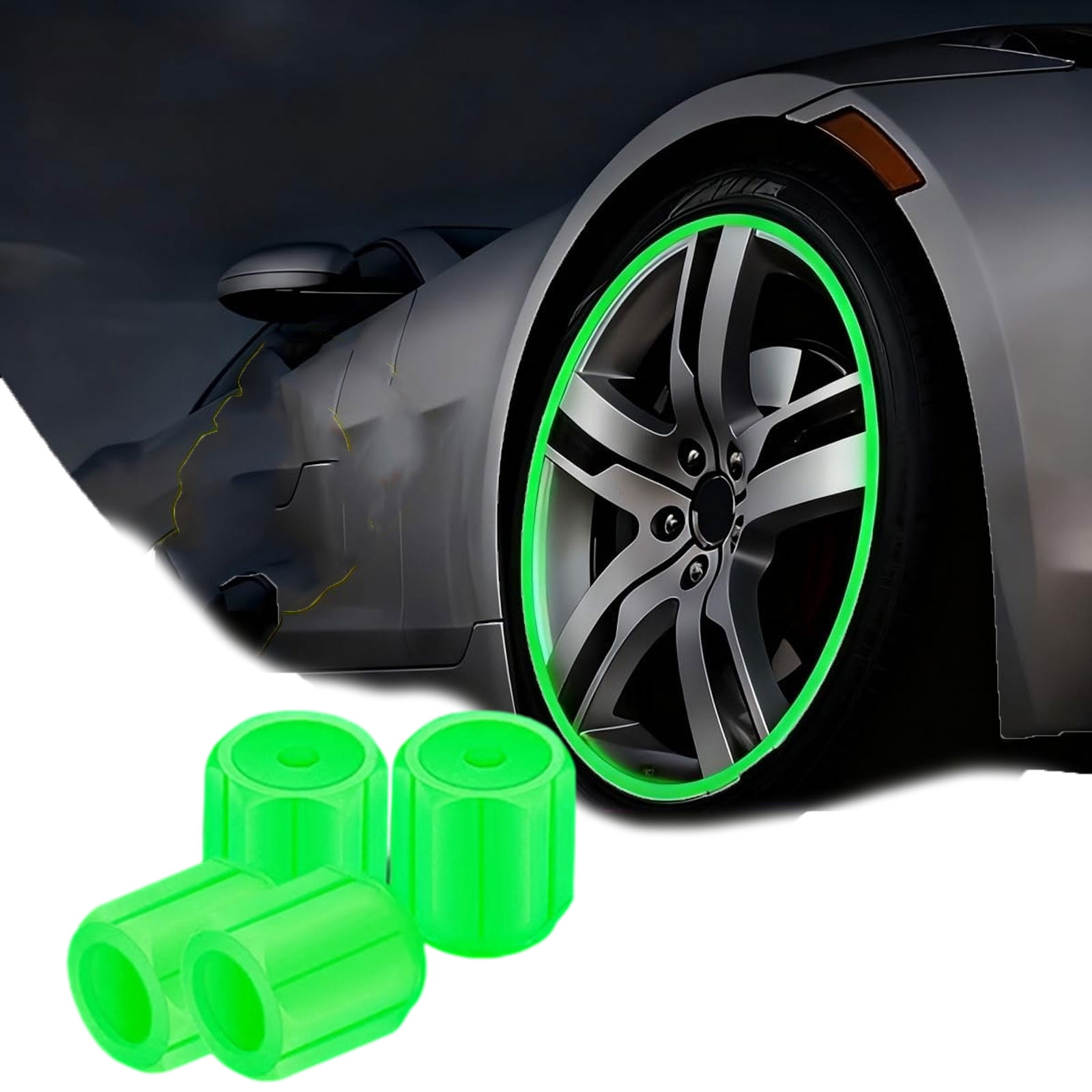 Universal Fluorescent Waterproof Lights Tire Valve Caps, 30/50-Pack ...