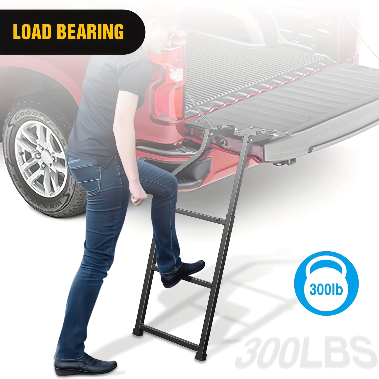 Universal Foldable Truck Tailgate Ladder for Pickup – Aluminum Step ...