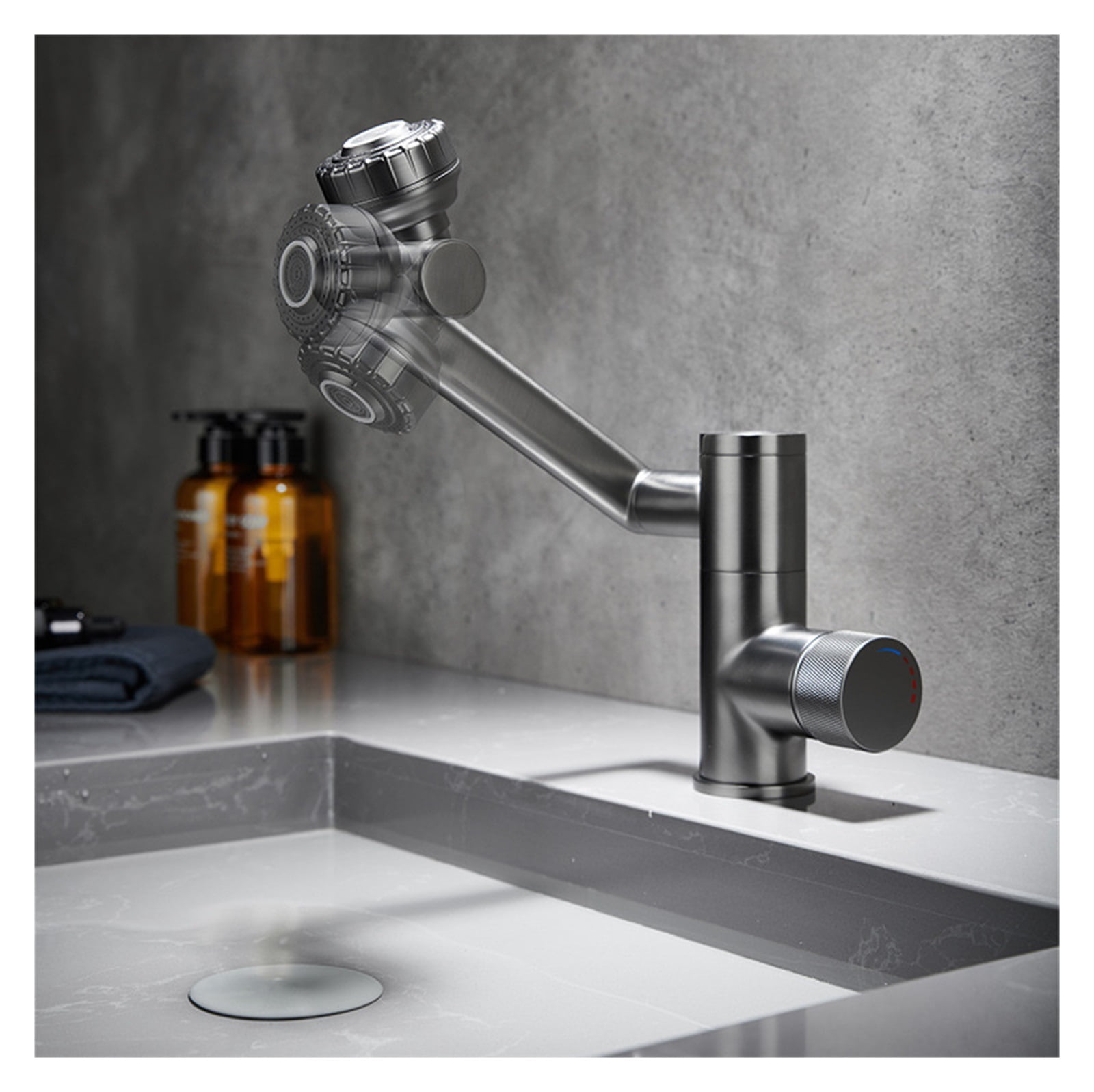 Universal Folding Faucet Hot And Cold Digital Display Stainless Steel ...