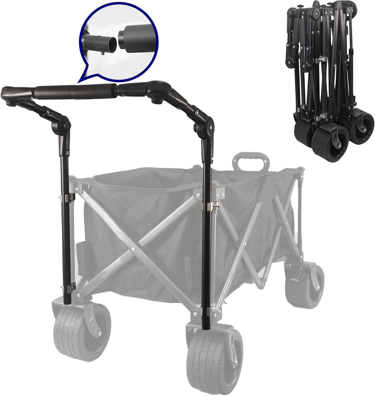Universal Folding Wagon Push Handle Attachment with Stainless Steel ...