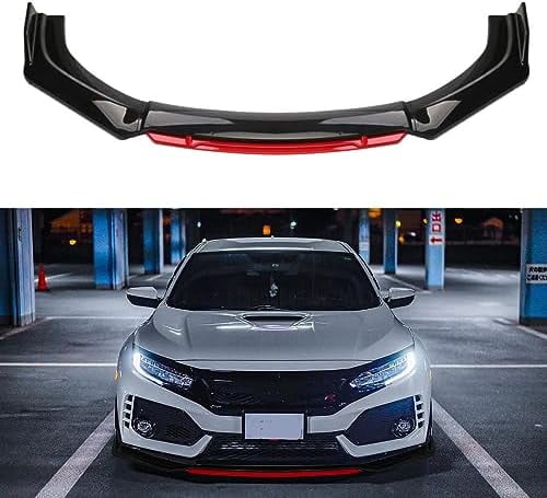 Universal Front Bumper Lip Body Kit, ABS Front Spoiler Black Glossy ...