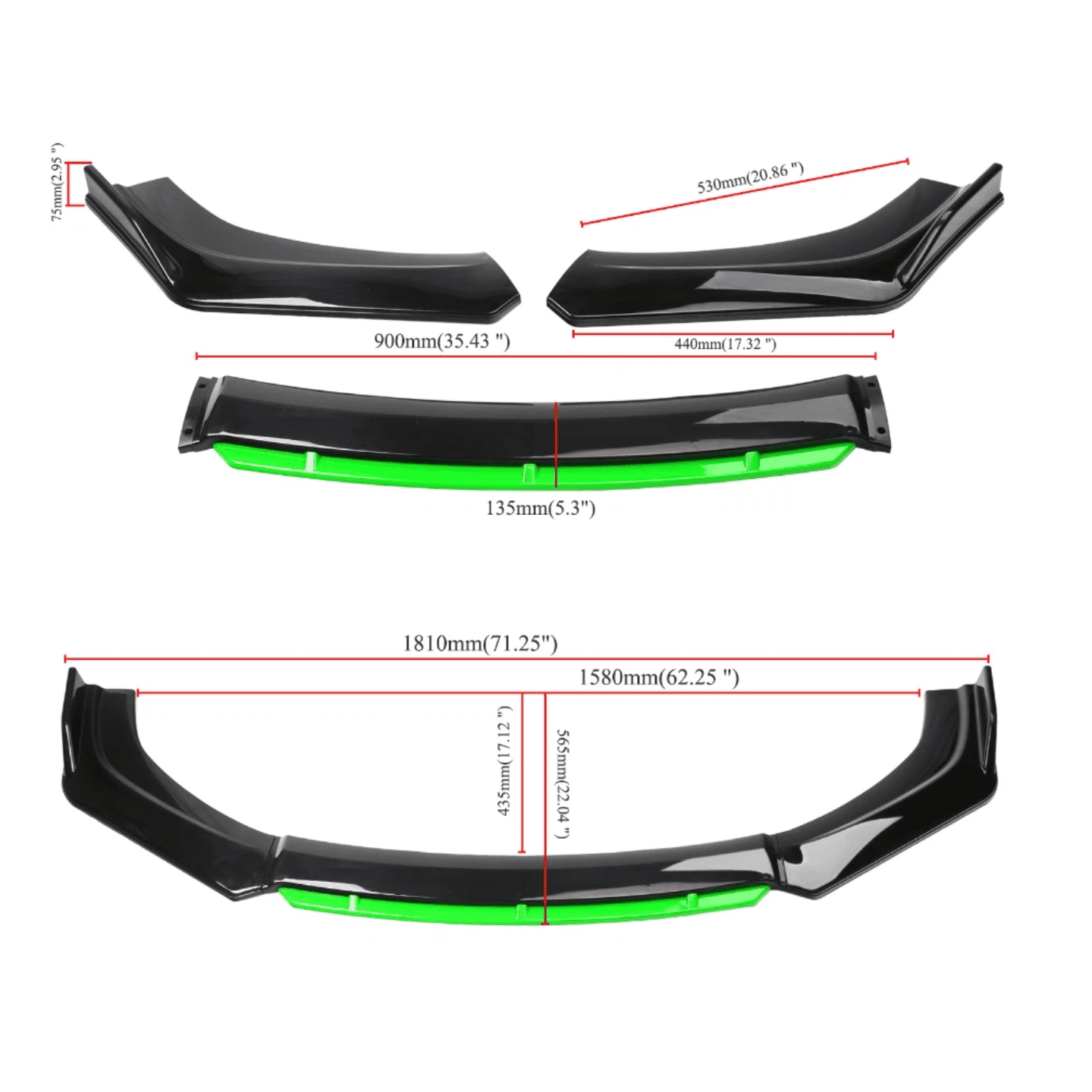 Universal Front Lip Spoiler Sporty Front Skid Plate Front Bumper Lower ...