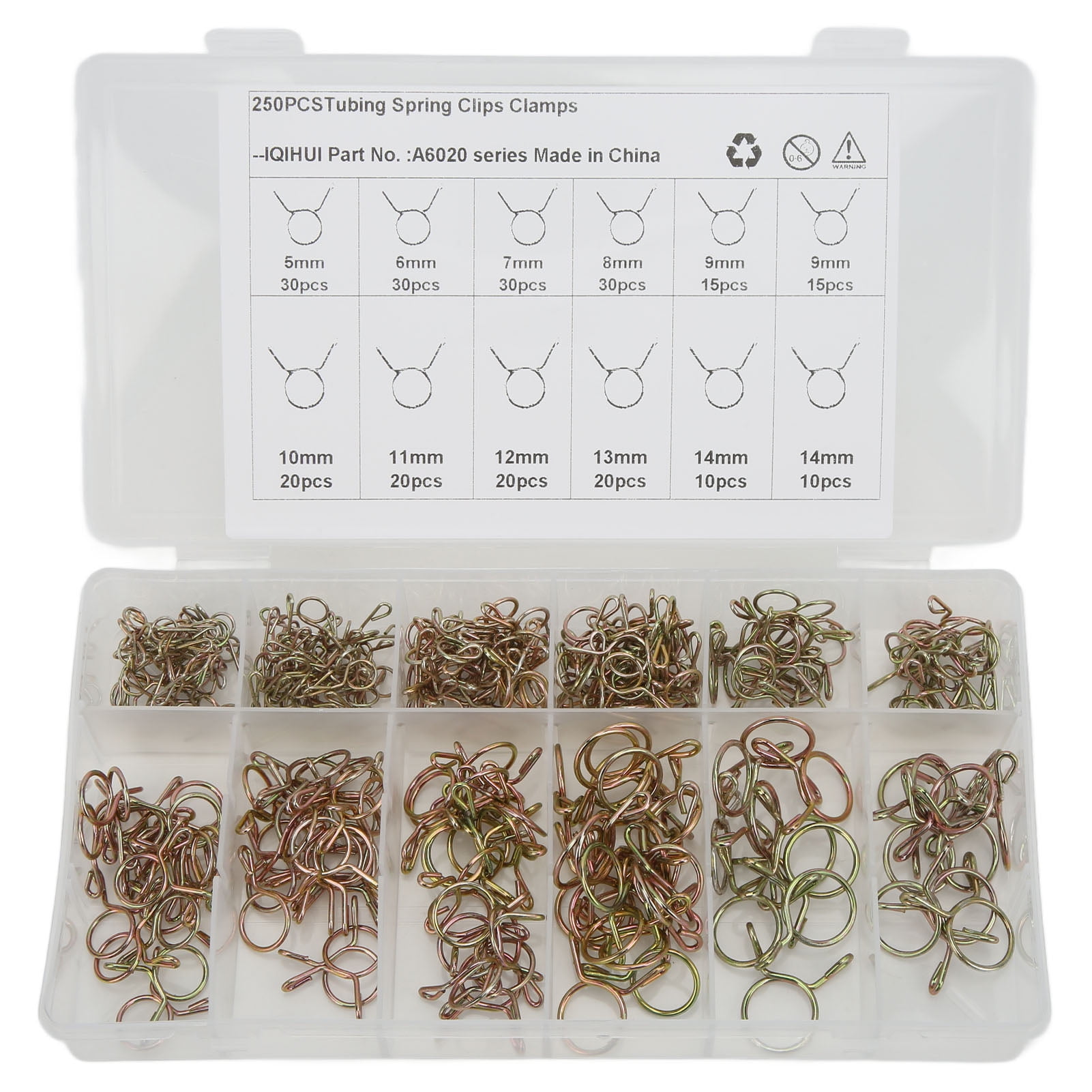 Universal Fuel Line Hose Spring Clip Set, 250PCS, 10 Sizes, Ideal for ...