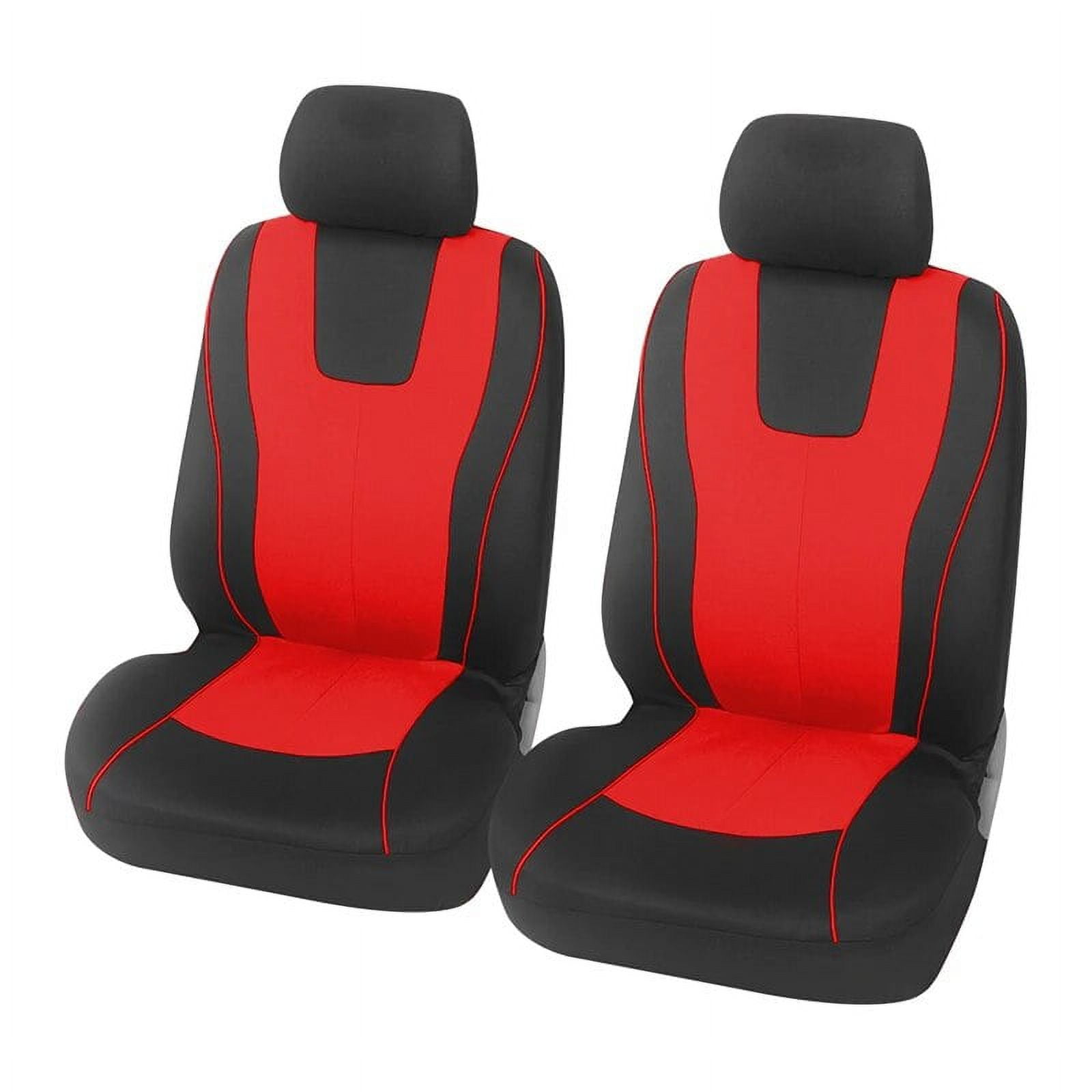 Universal Full Set Car Seat Cover Beige 2 Pcs Red Front