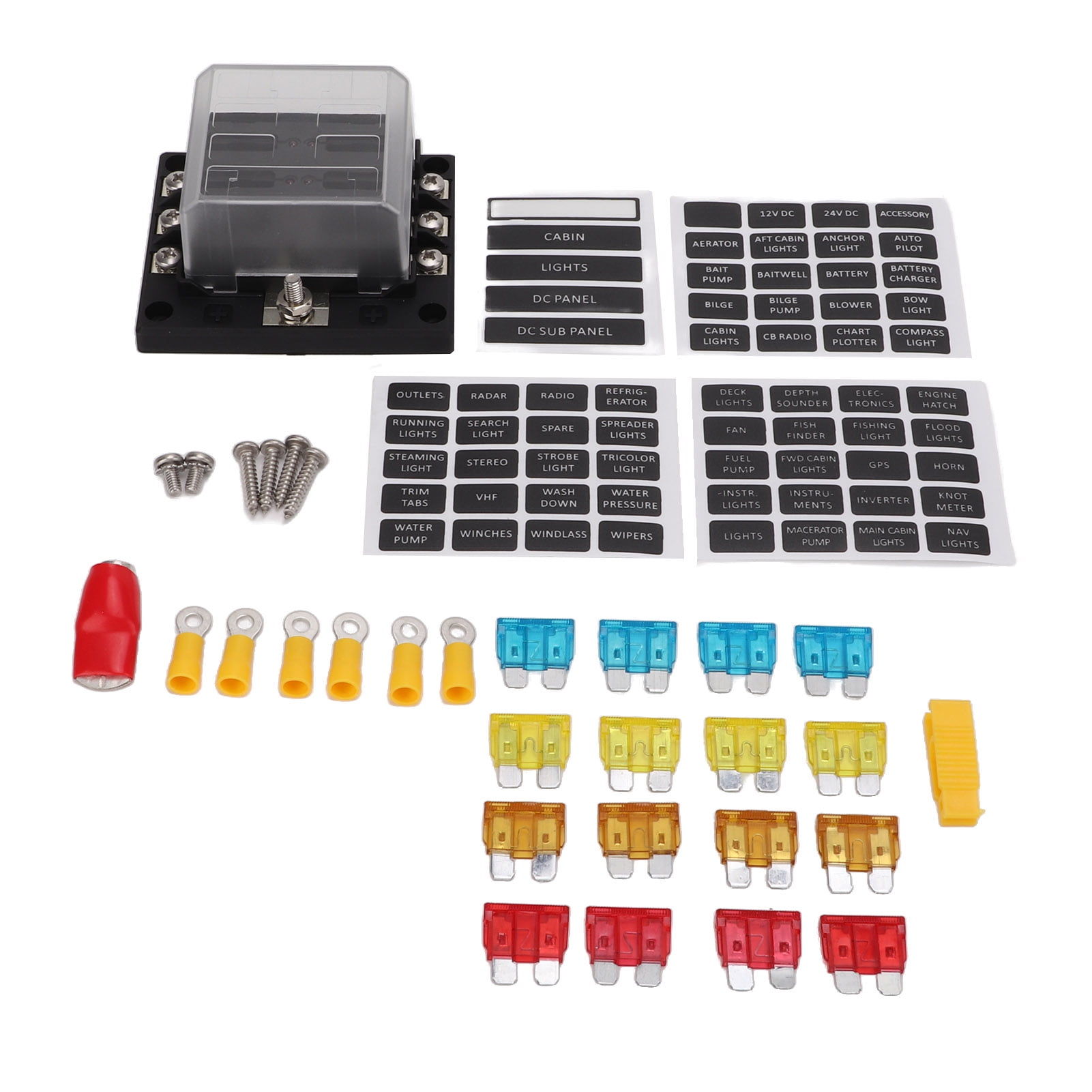Universal Fuse Holder Electrical Fuse Box 6 Way Fuse Block 10?32V with ...