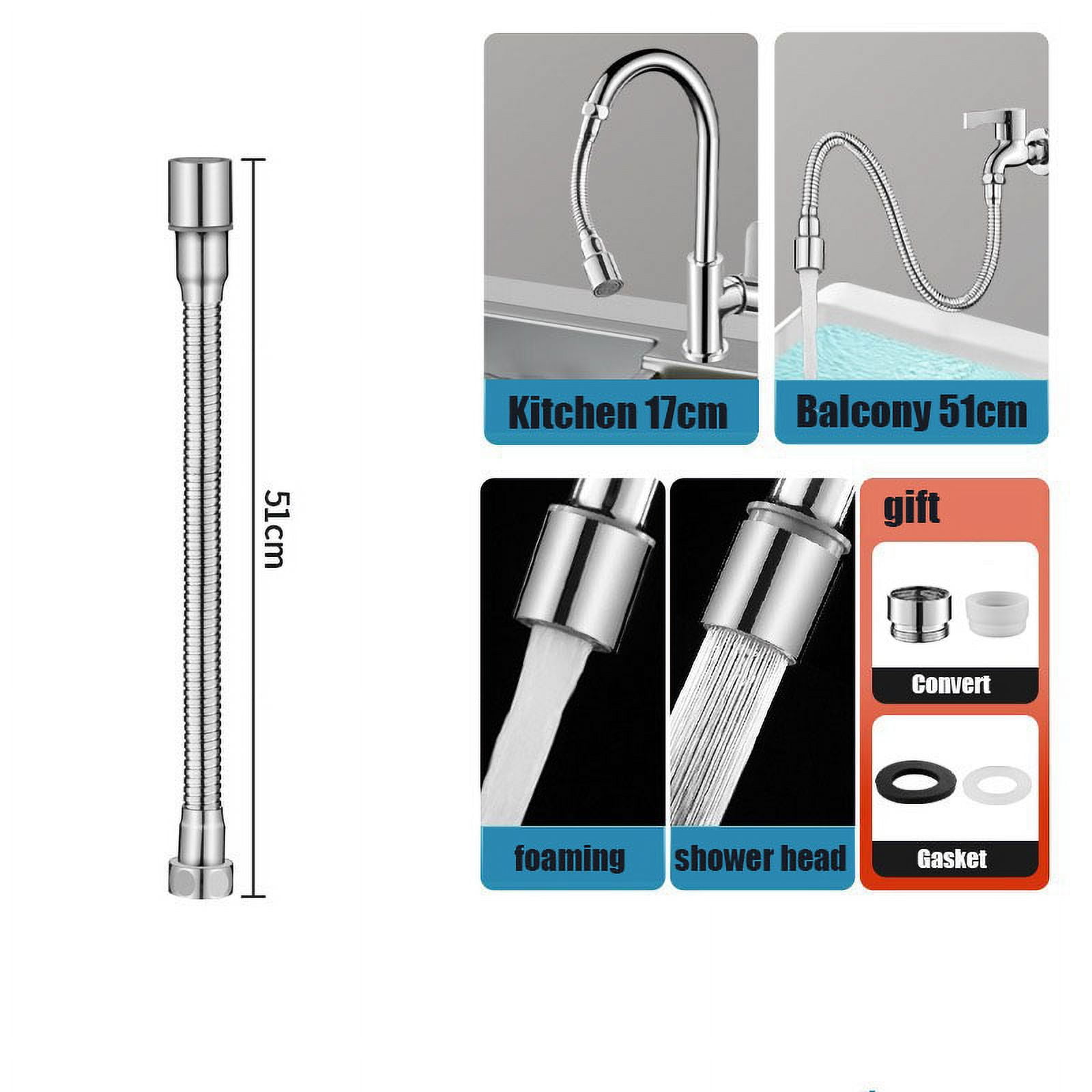 Universal G1/2 1080° Rotation Faucet Extension Tube Sprayer Head For ...