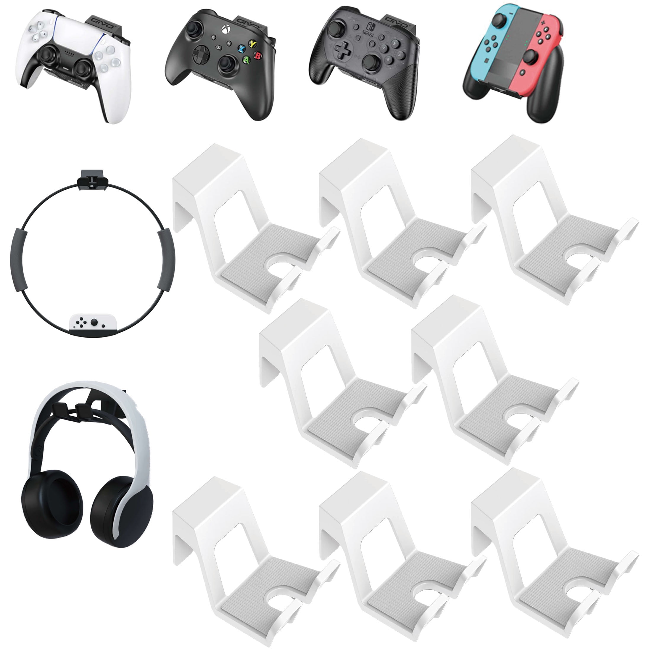 Pack of 8 Universal Game Controller Holder Wall Mount Gamepad Headphone ...