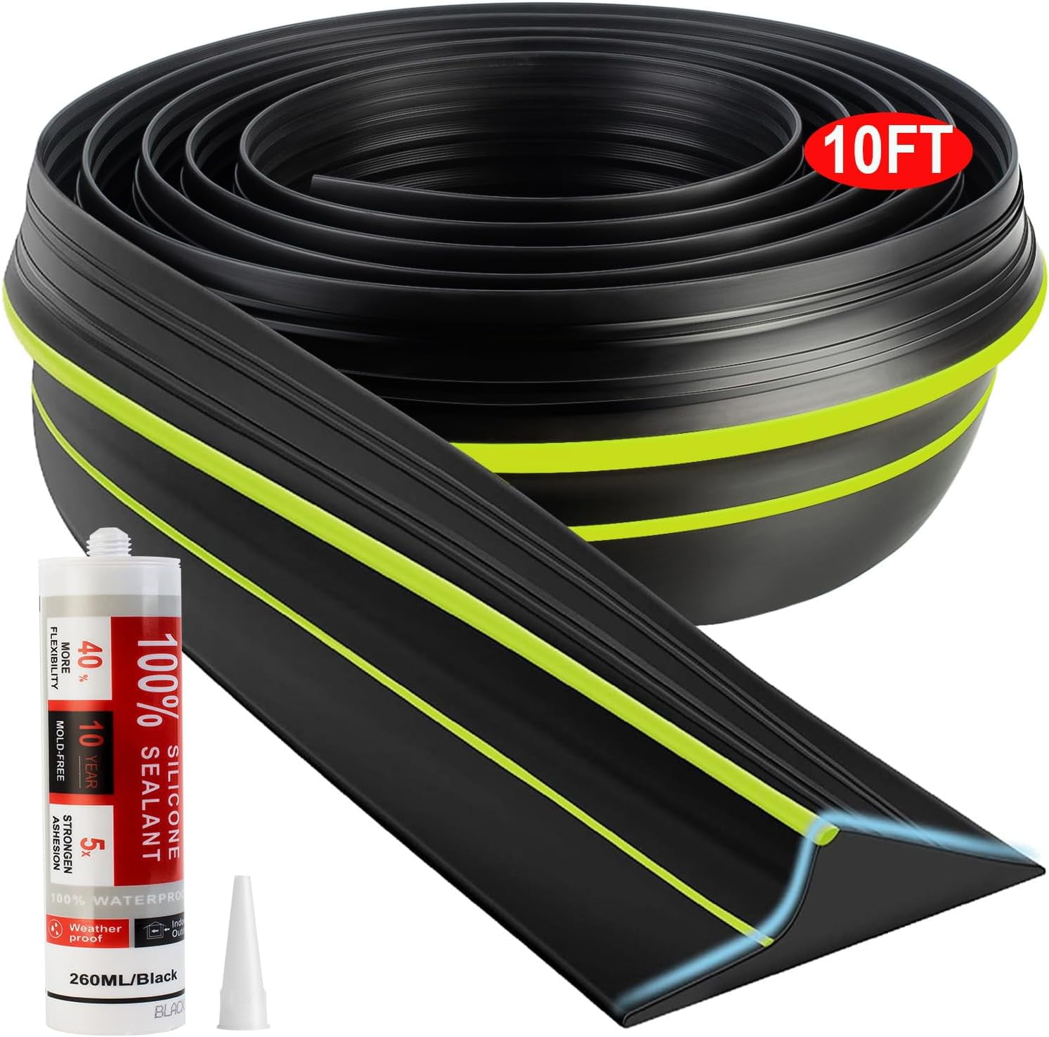 Universal Garage Door Threshold Seal Strip 10FT Kit, Bottom Rubber ...