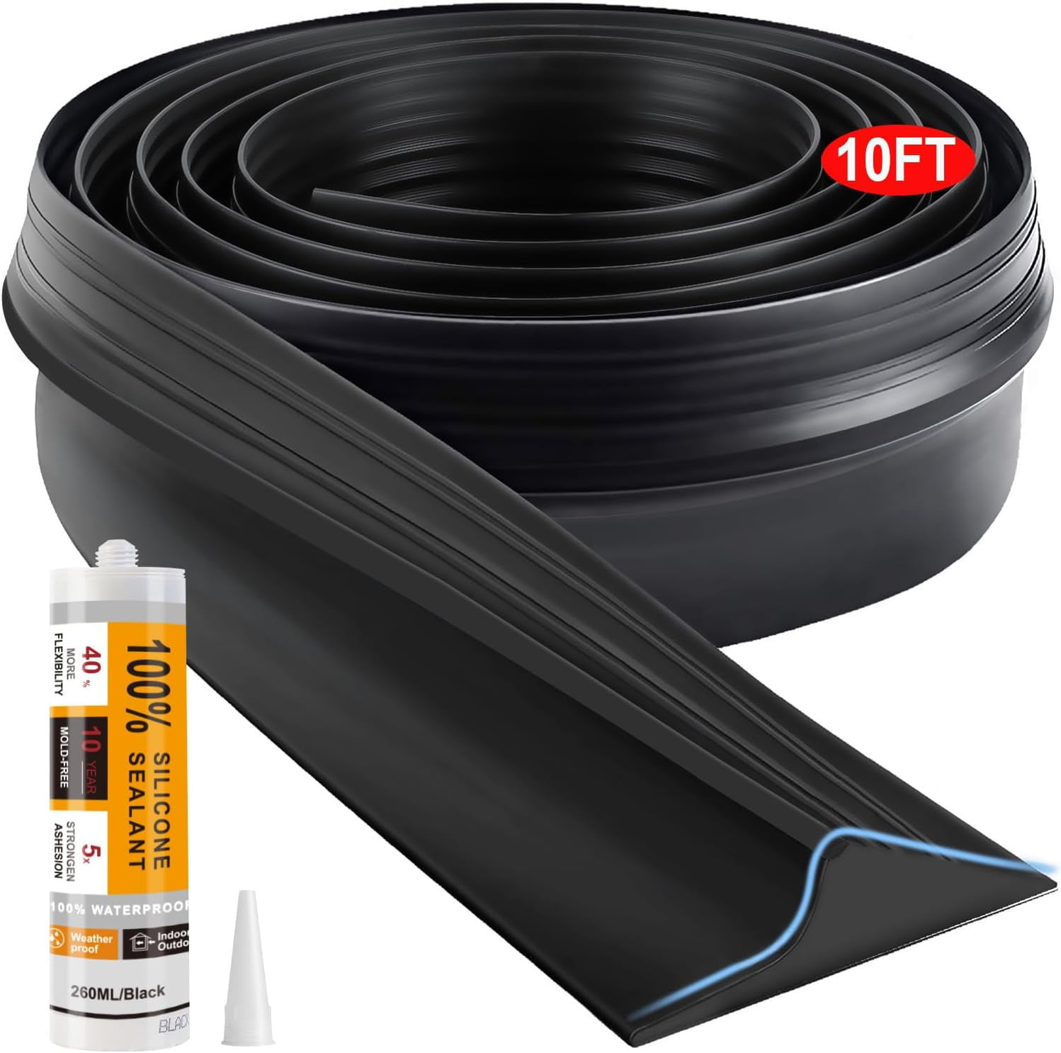 Universal Garage Door Threshold Seal Strip 10FT Kit, Bottom Waterproof ...
