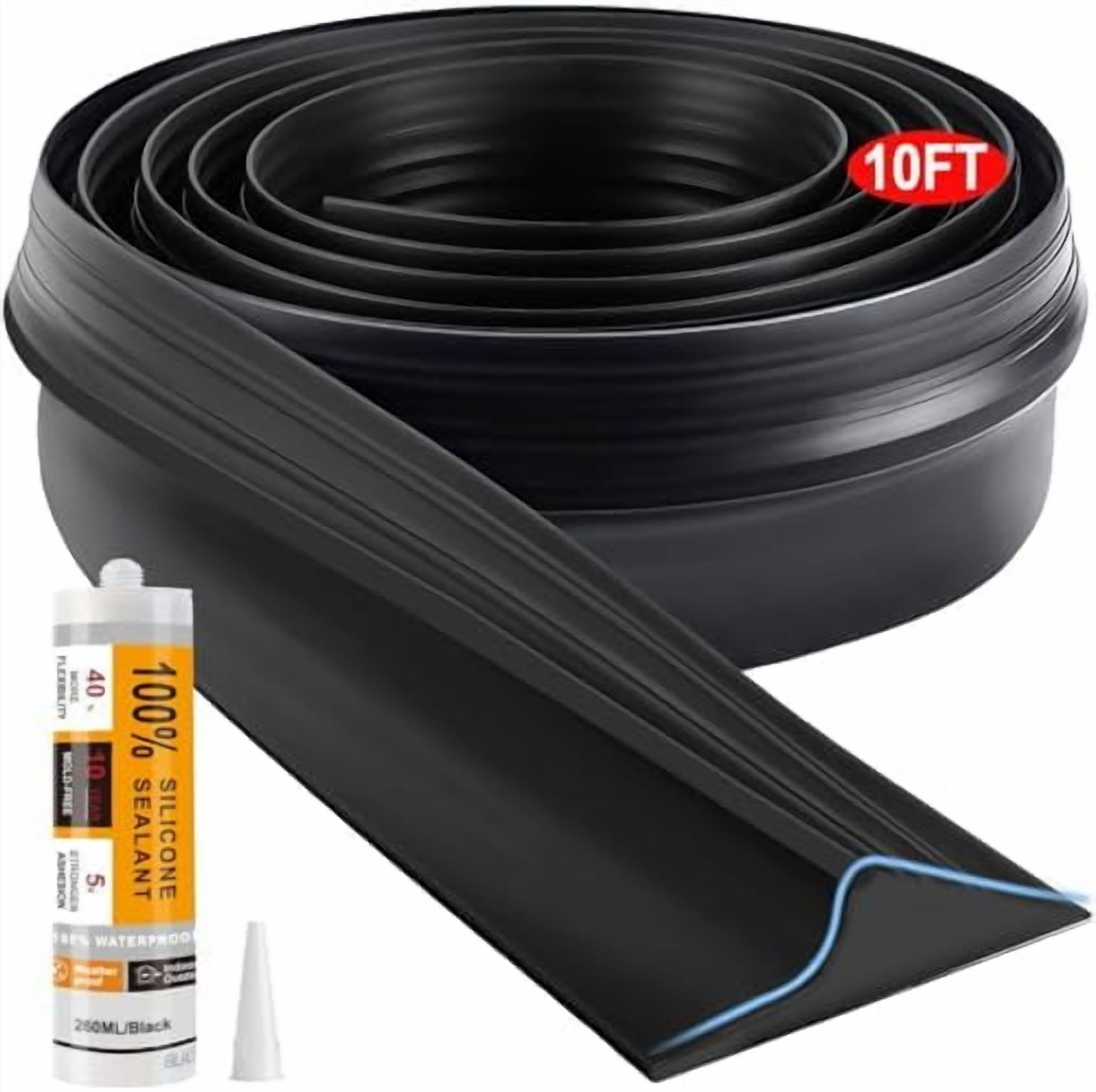 Universal Garage Door Threshold Seal Strip 10FT Kit, Bottom Waterproof ...