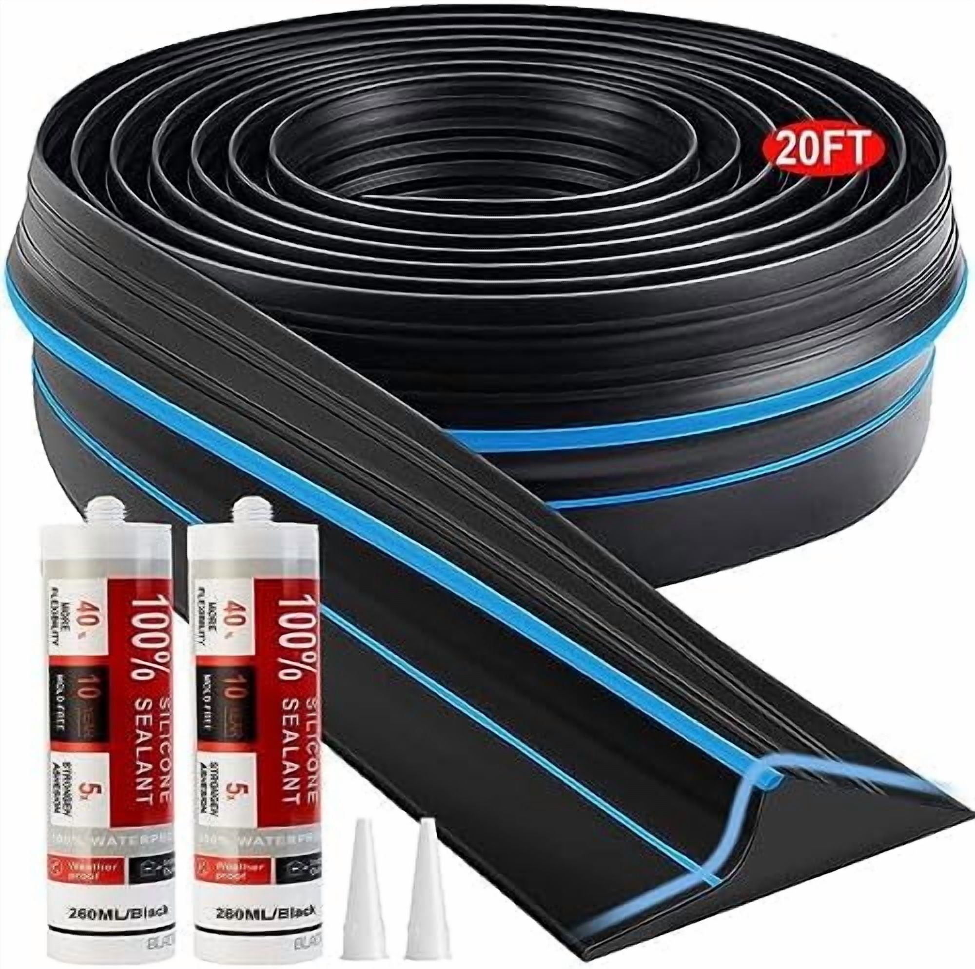Universal Garage Door Threshold Seal Strip 20FT Kit, Bottom Waterproof ...