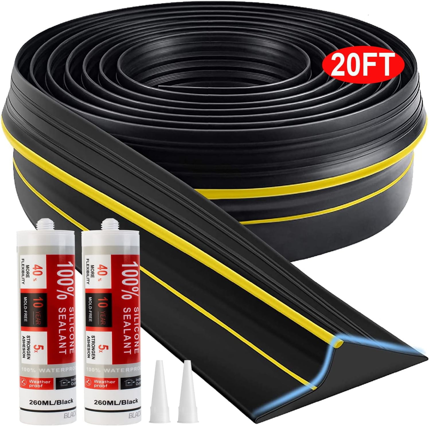 Universal Garage Door Threshold Seal Strip 20FT Kit, Bottom Waterproof ...
