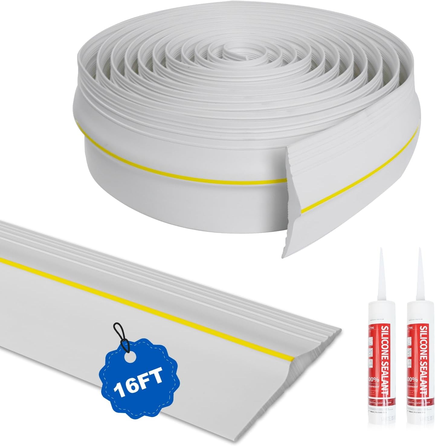 Universal Garage Threshold Seal Strip with Sealants/Adhesive, 16FT ...