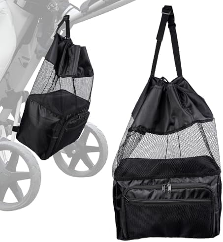 Universal Golf Push Cart Accessories - Expandable Mesh Storage Bag with ...