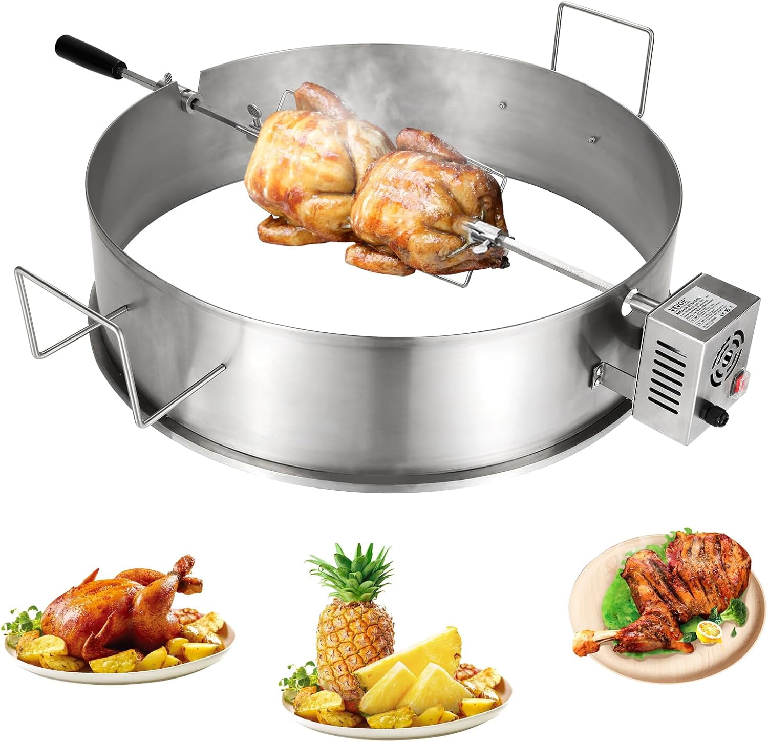 Universal Grill Rotisserie Kit for Grills, Electric BBQ Grill with 110V 9W Motor, Stainless ...