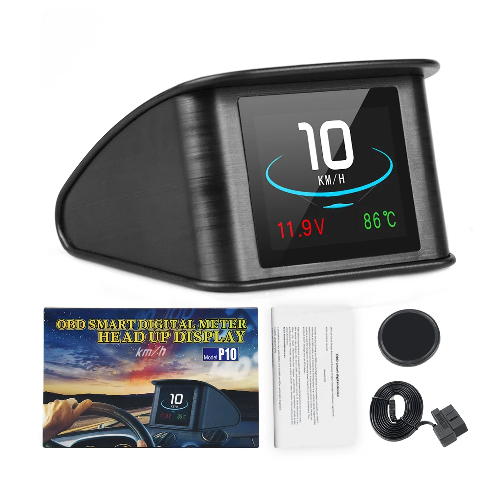 Universal HUD Head-Up Display P10 Auto LCD Speed Turbine Pressure OBD2 Multi-Function Instrument ...