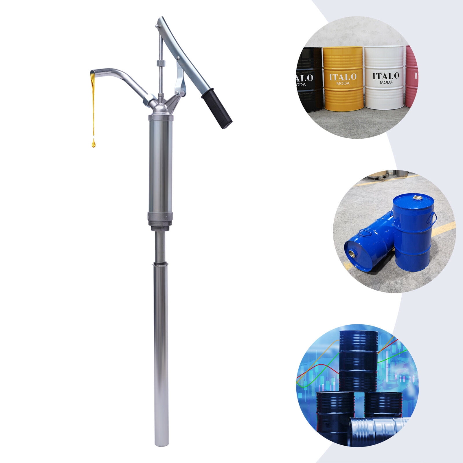 Universal Hand Barrel Pump Drum Transfer Diesel Fuel Engine Oil 33-55 ...