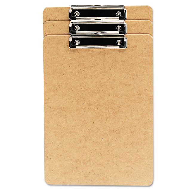 Universal Hardboard Clipboard, 1/2" Capacity, Holds 8 1/2w x 14h, Brown ...