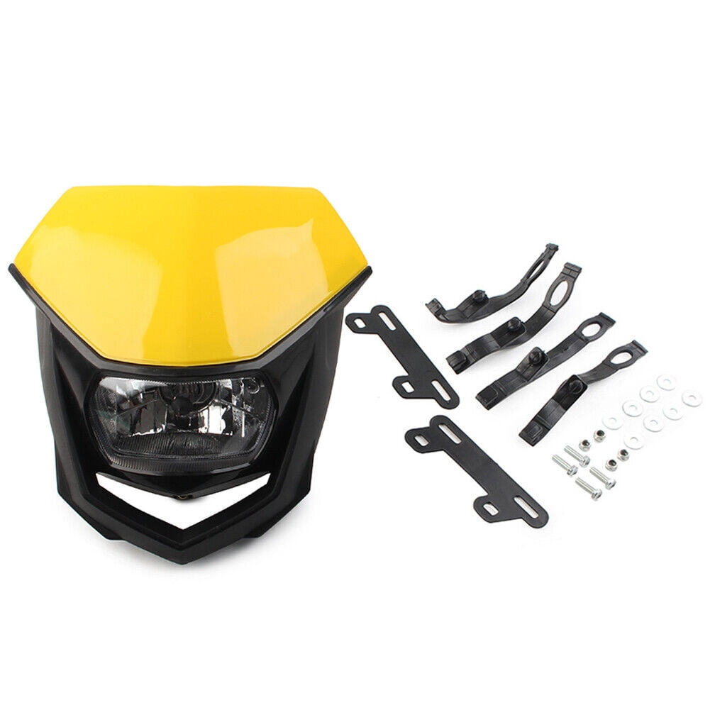 Universal Headlight Head Lamp Fairing Yellow For Supermoto Bike Dirt ...
