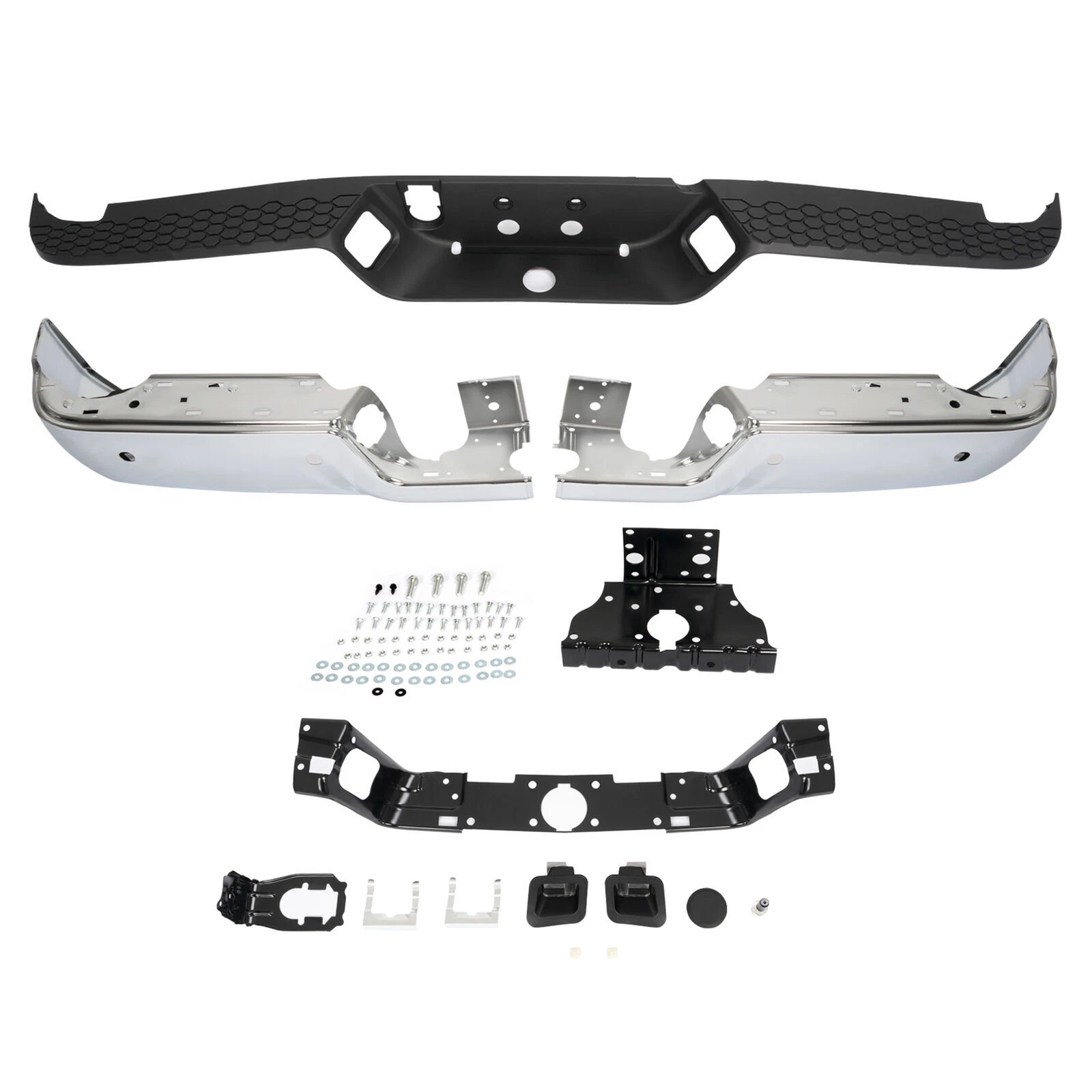Universal Heavy-Duty Chrome Rear Bumper Assembly with Parking Sensor ...