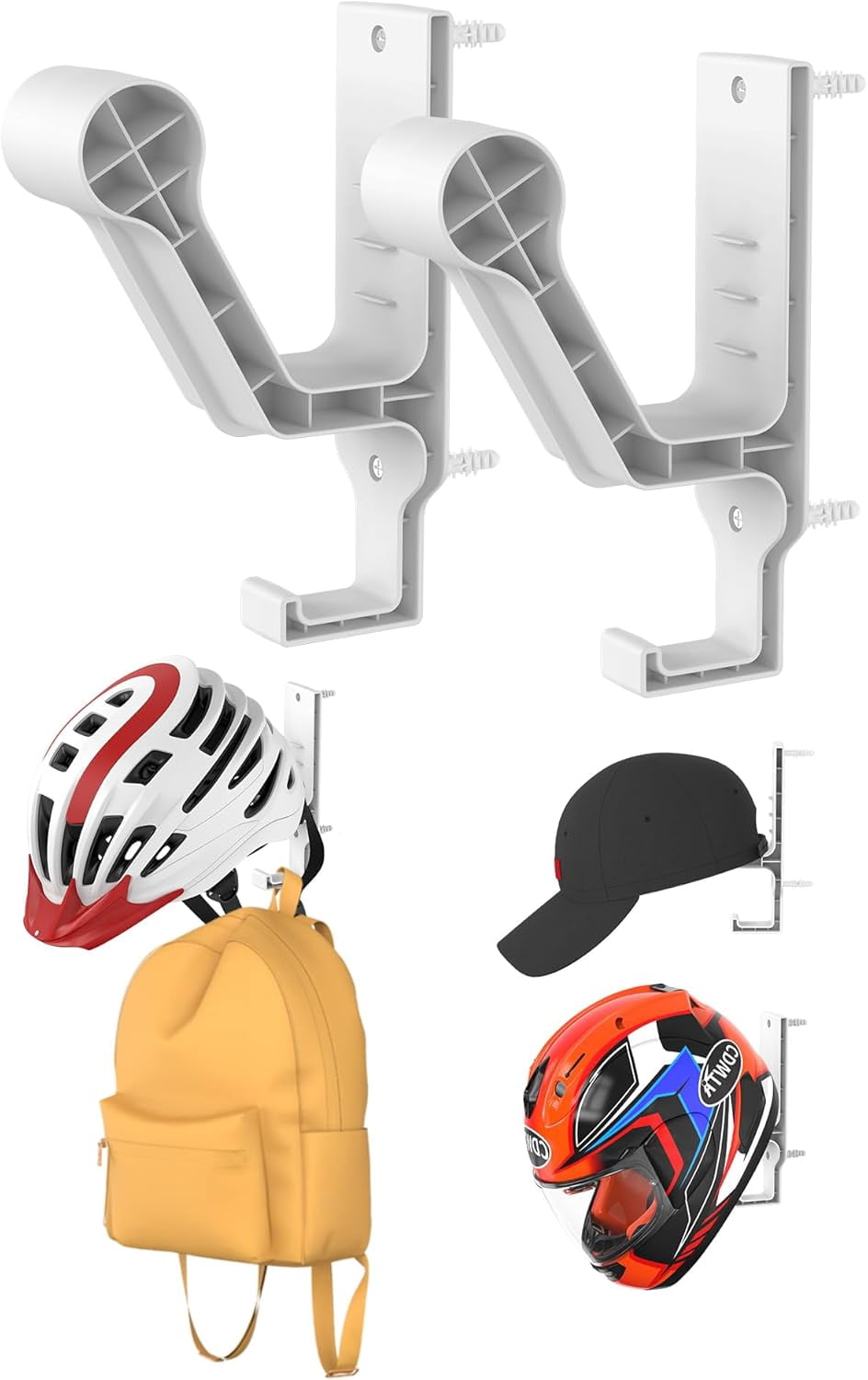 Universal Helmet Wall Mount Organizer 2 Pack, Helmet Rack for Display ...