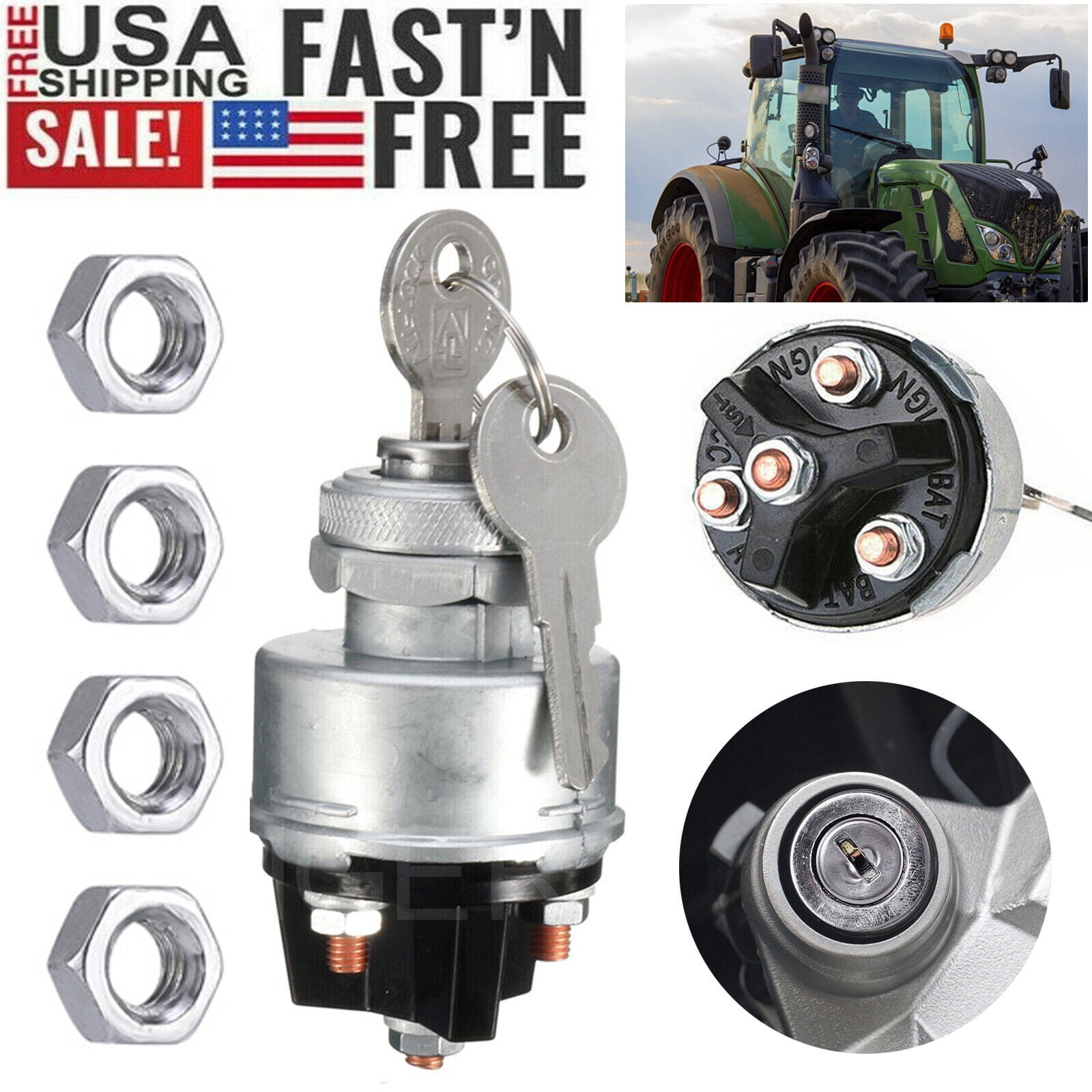 Universal Ignition Key Starter Switch With 2 Keys For Car Truck Tractor ...