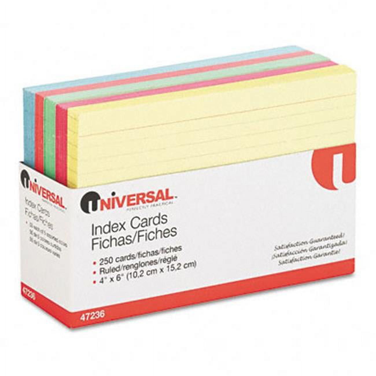 Universal Index Cards 4 x 6 Blue/Salmon/Green/Cherry/Canary 250/Pack ...