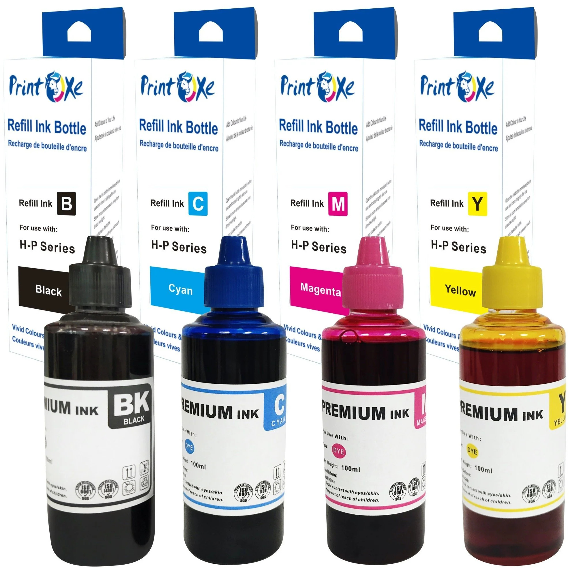Universal Ink Refill Set of 4 Bottles 370 Desktop CISS Cartridges ...