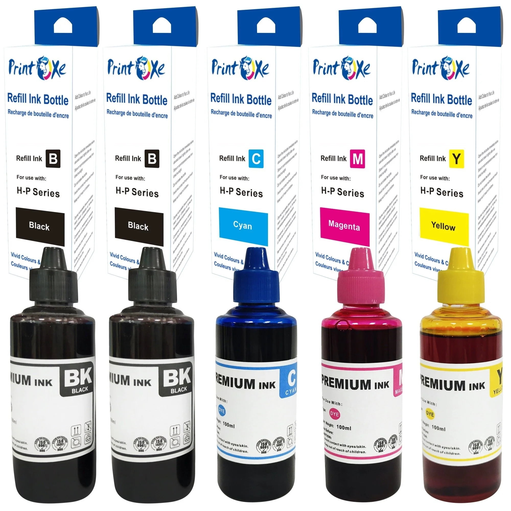 Universal Ink Refill Set plus Black of 5 Bottles 370 forDesktop CISS ...