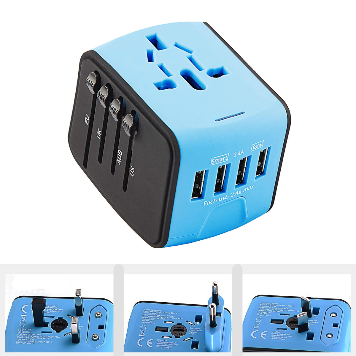 yoglam Universal Power Plug Adapter, USB Travel Charger, Compact ...