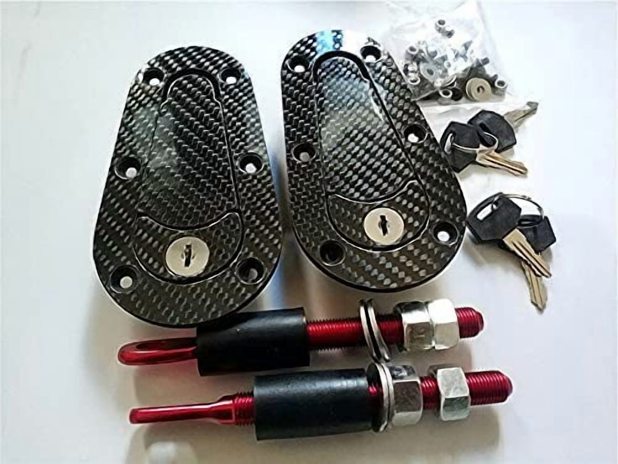Universal JDM Carbon Fiber Hood Pin Plus Flush Mount latch Kit Lock ...