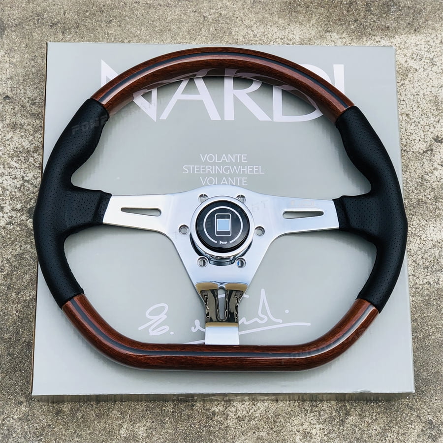 Universal JDM D Shape Steering Wheel Wood Film Racing Drift Chrome ...