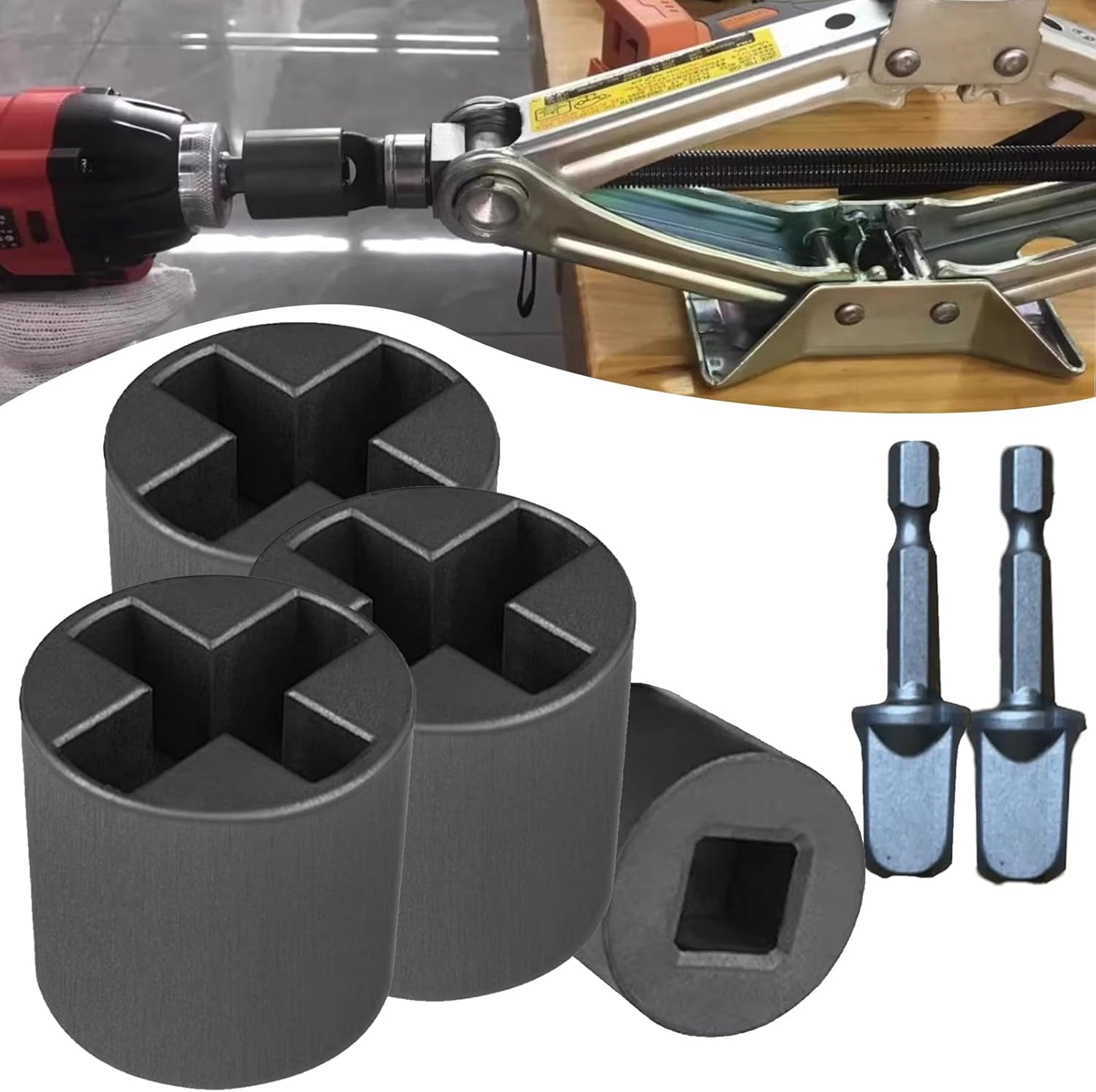 Universal Jack Socket Adapter for Hand Drill, Sturdy Scissor Jack Drill ...