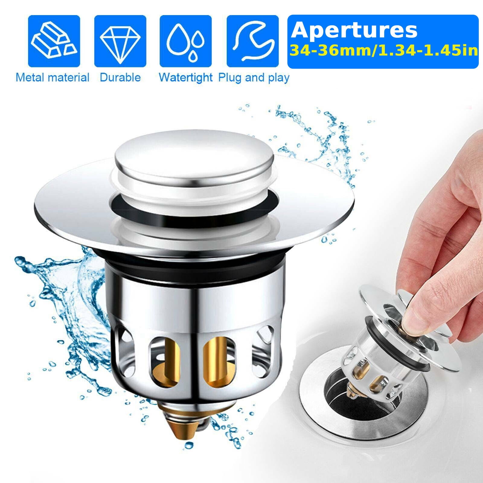 Universal Kitchen Bathroom Sink Plug Stopper Wash Basin Core Pop Up ...