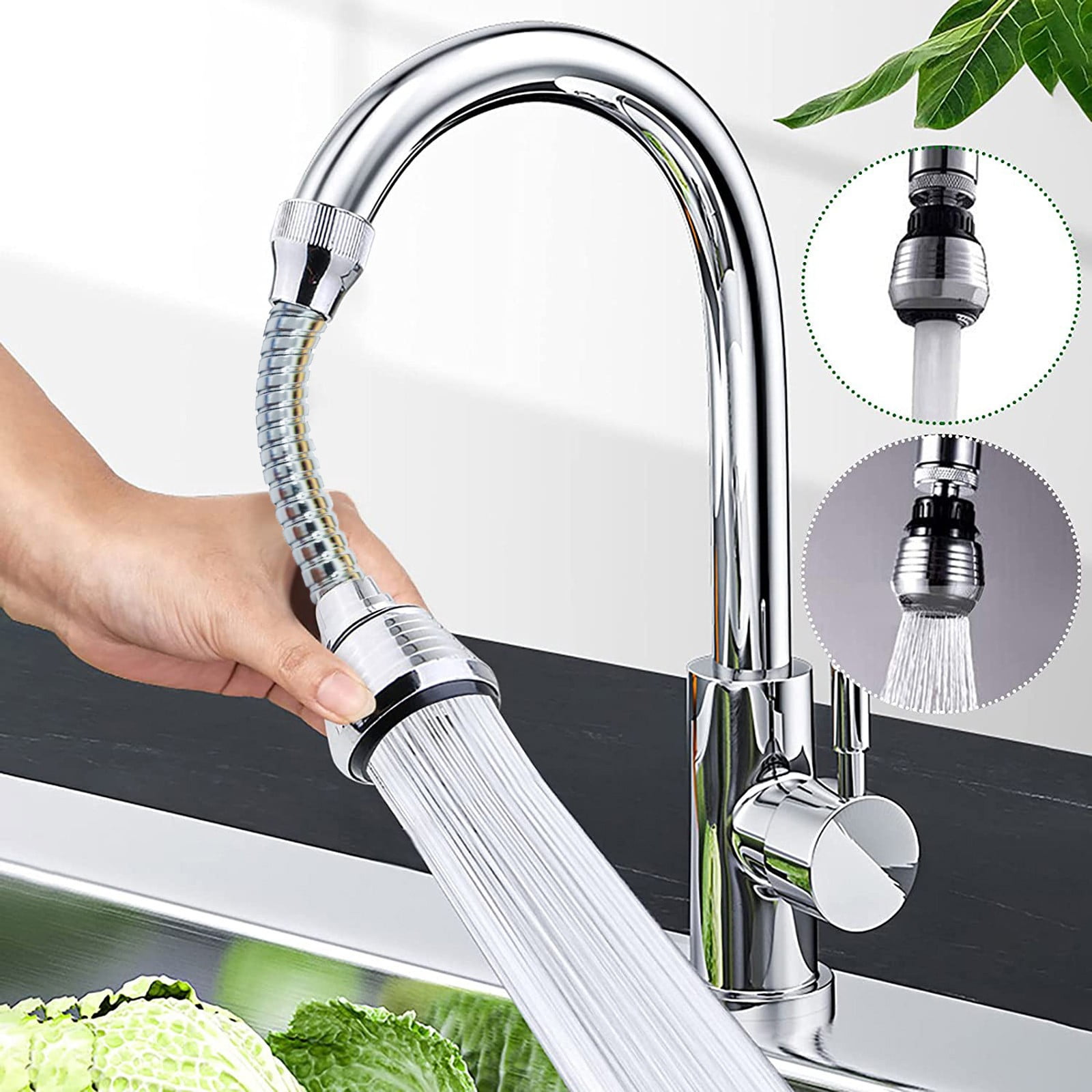 Universal Kitchen Faucet Sprayer Head, 360° Swivel, Dual Water Modes ...