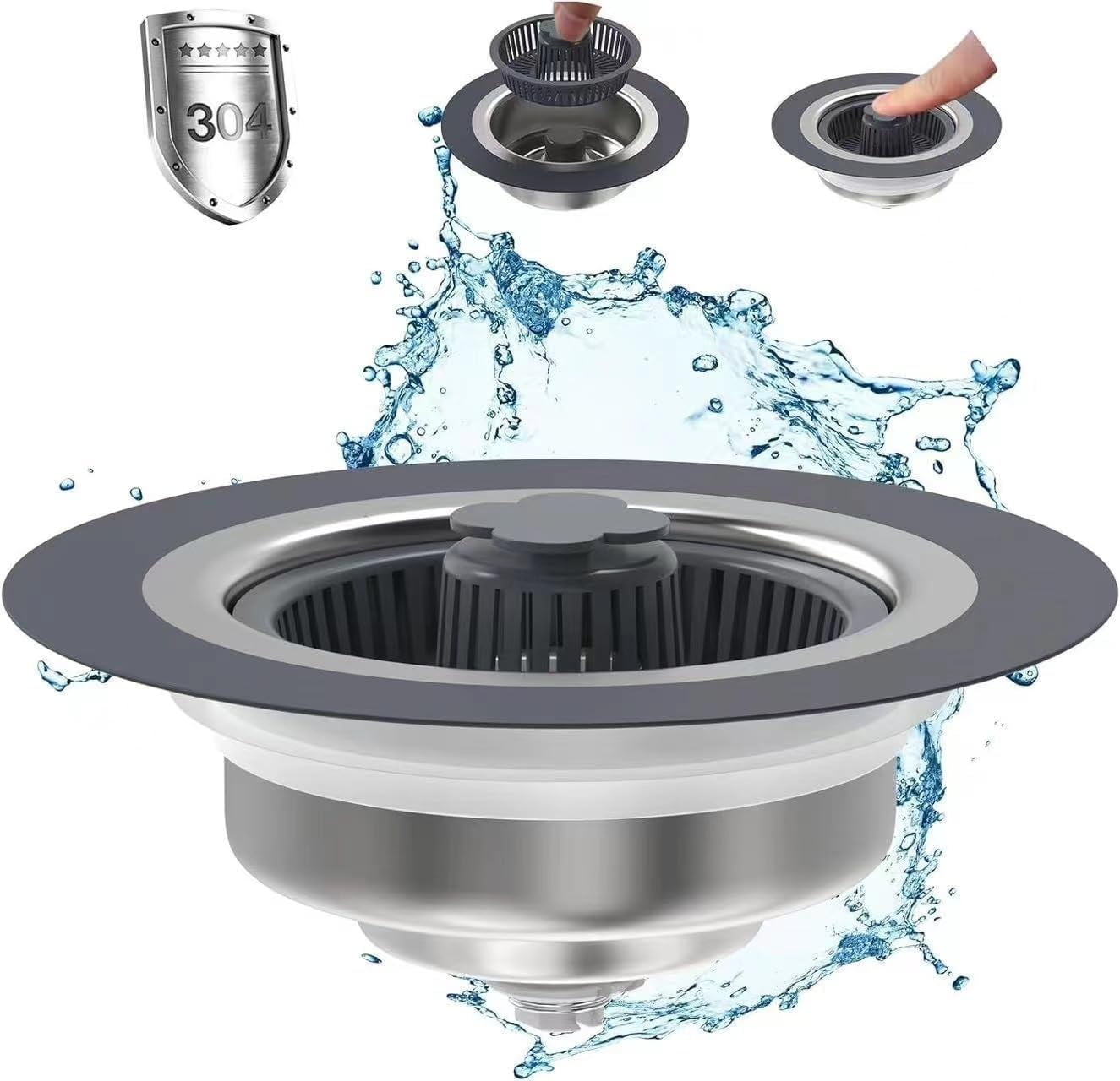 Universal Kitchen Sink Strainer Stopper 3 in 1【304 Stainless Steel ...