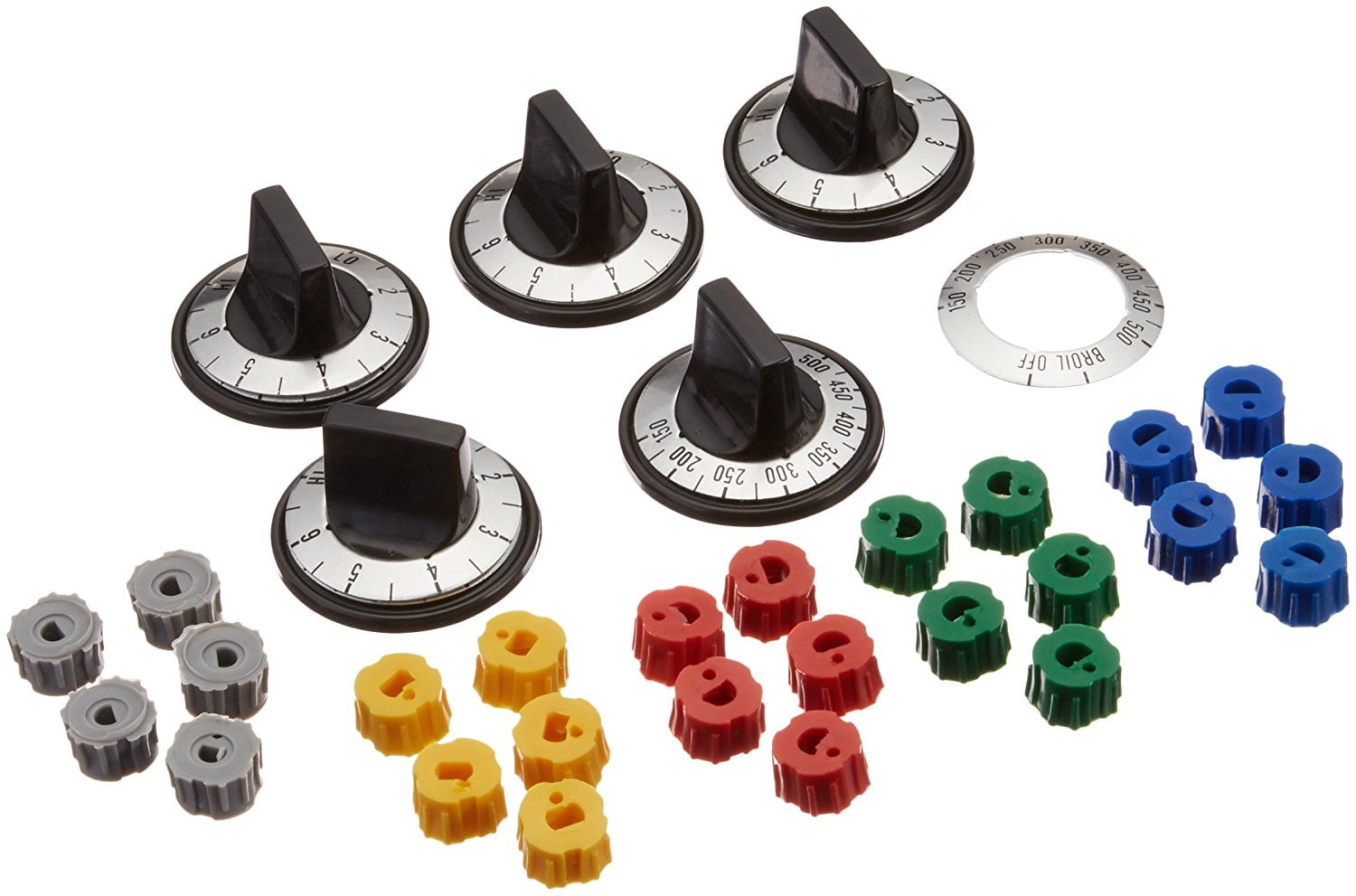 Universal Electric Range Knob Kit KN002 with 5 Black Knobs, 4 Burner ...