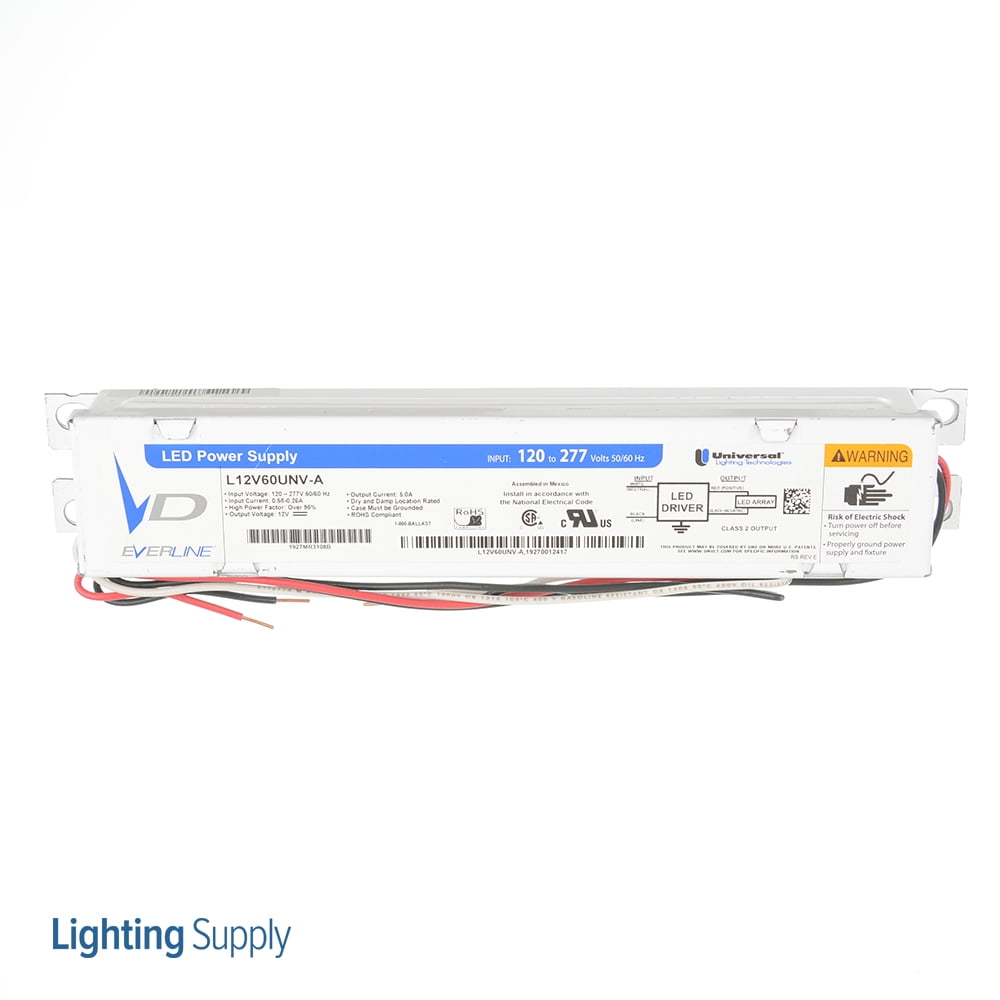 BITRO ASU-60-12U Non-Dimming Constant Voltage LED Driver, 12Vdc Out, 60 ...