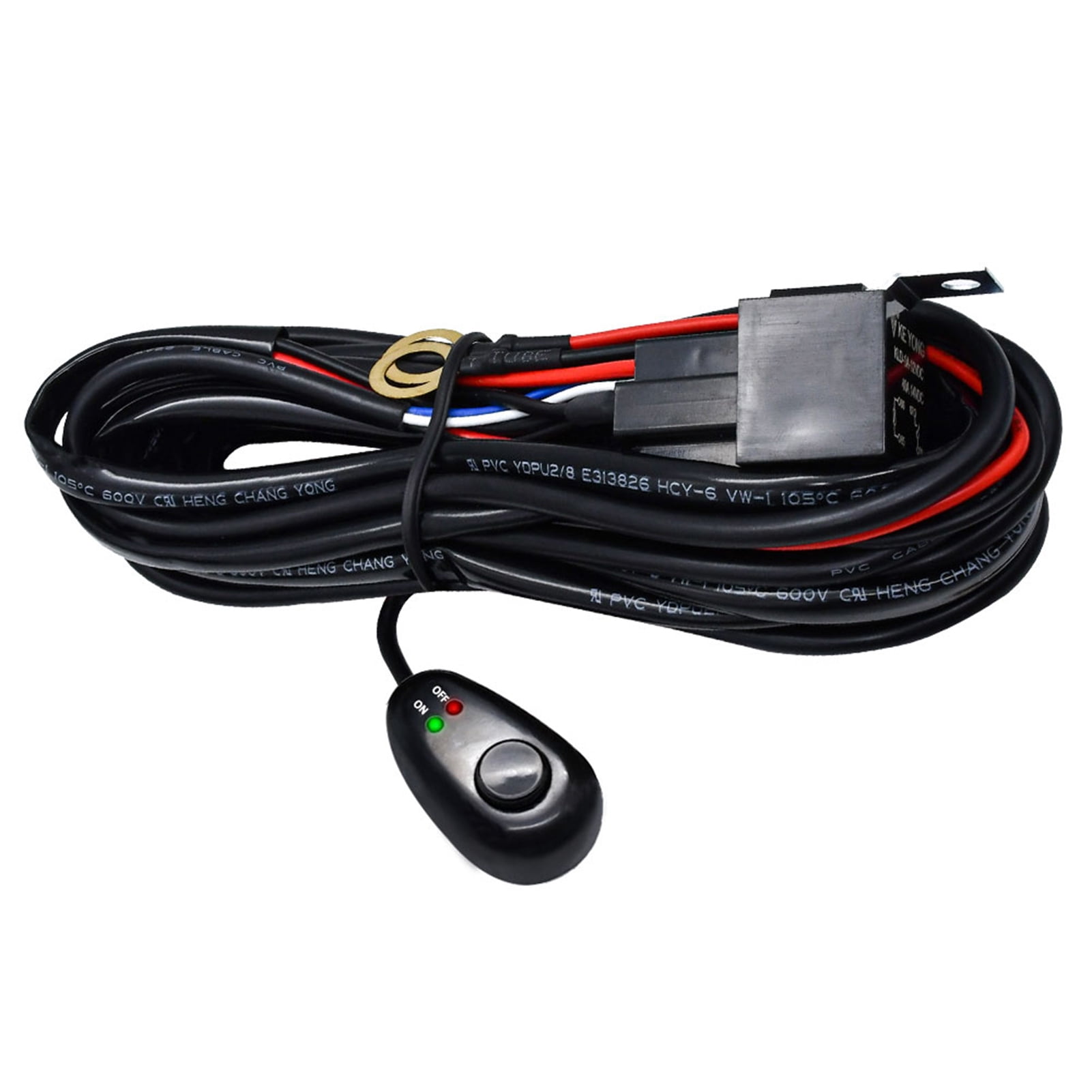 Universal LED Light Bar Wiring Harness Kit - 300W, 2 Leads 16 AWG ...