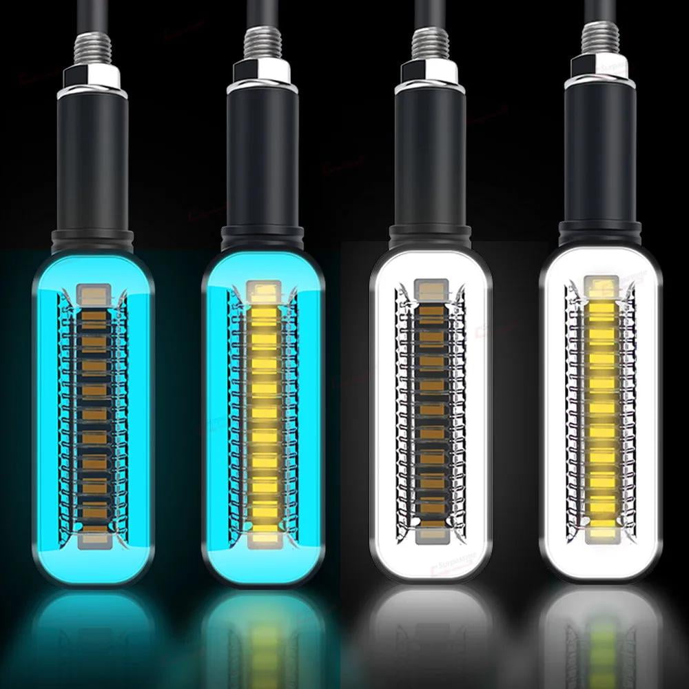 Universal LED Motorcycle Turn Signals Light DRL Flowing Water Flasher ...